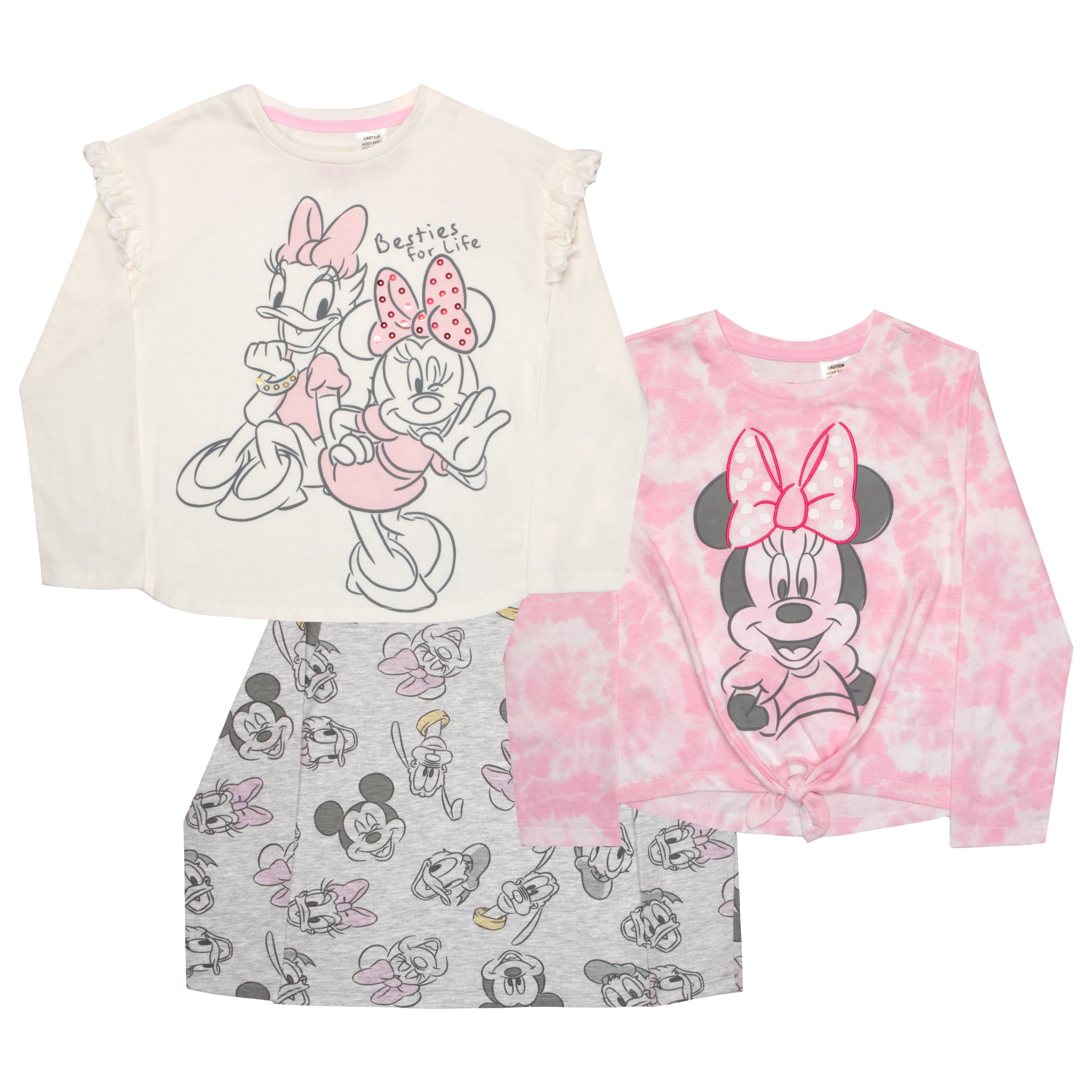 Disney Princess and Minnie Mouse Long Sleeve Tees 3 Pack, Princesses ...