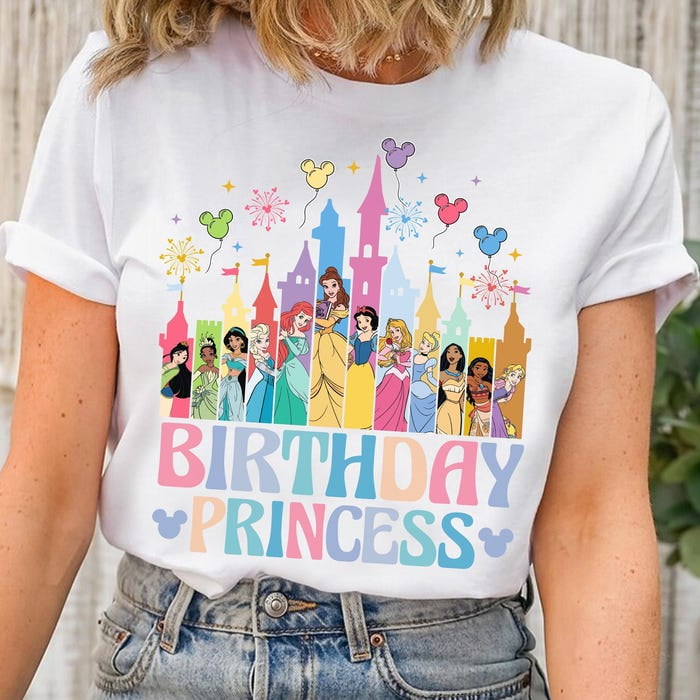 Disney Princesses Birthday Shirt, Disney Princess Birthday Shirt, Disney Girl's Birthday Shirt ...