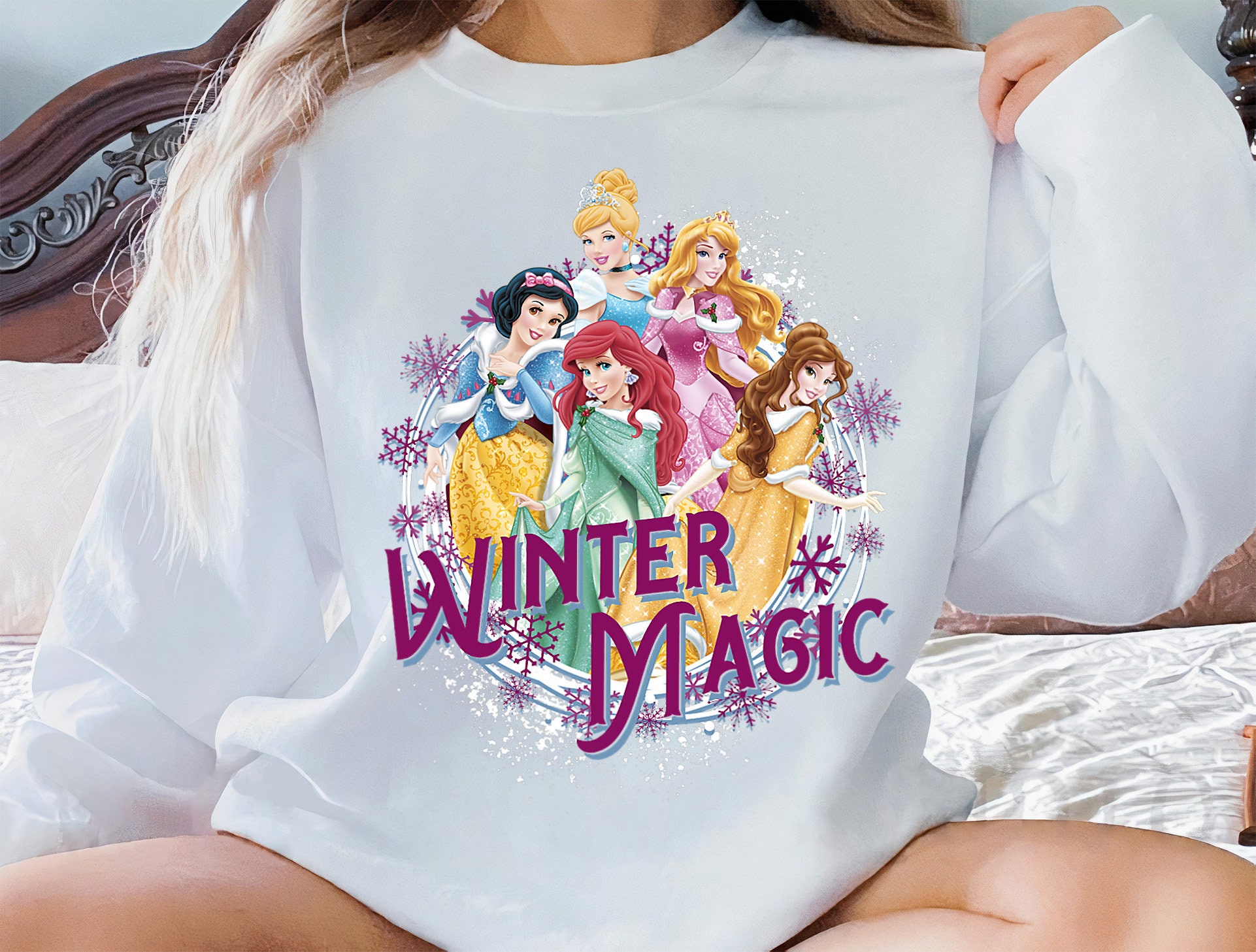 Disney Princesses Christmas Winter Magic Sweatshirt , Snow White, Belle ...