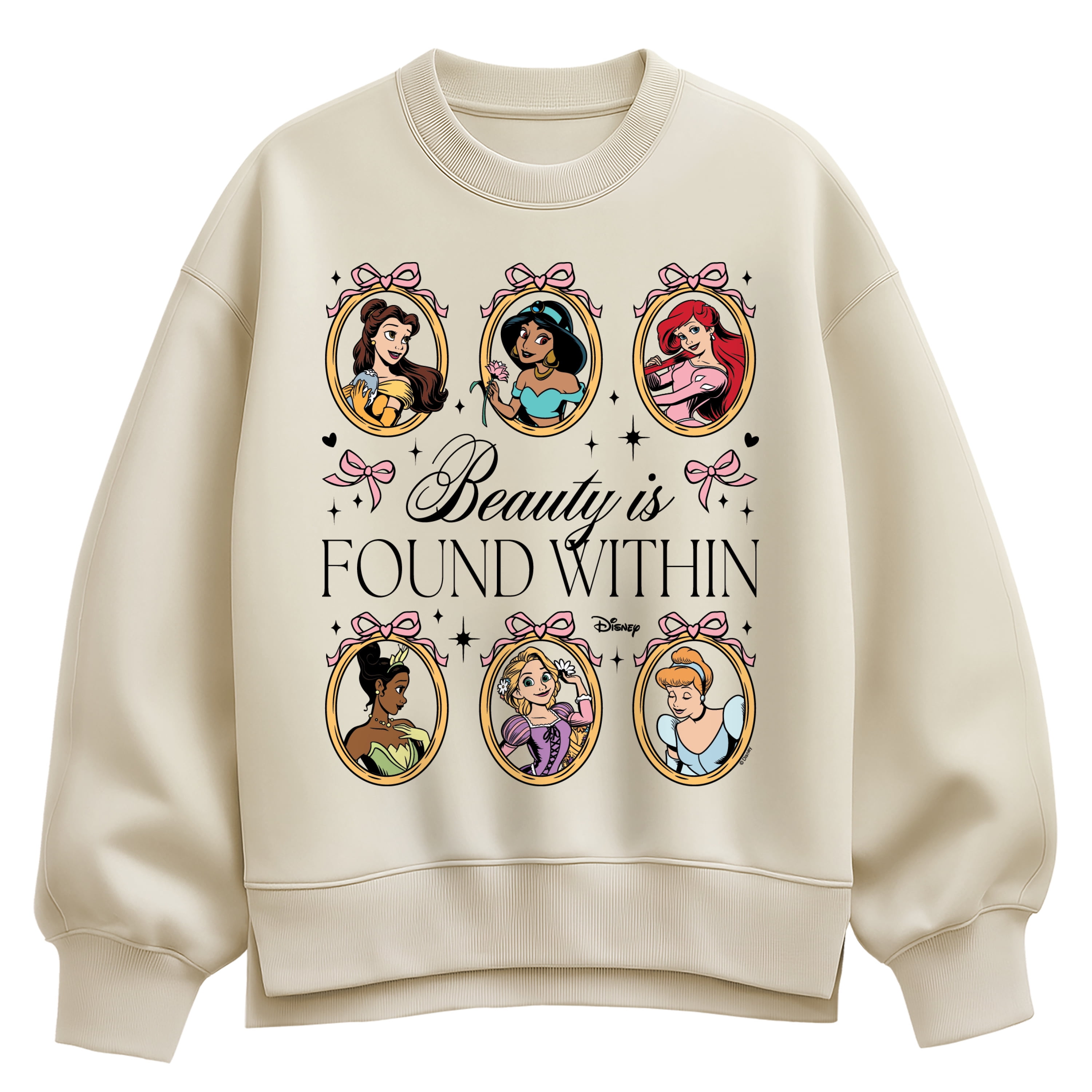 Disney - Princesses Coquette - Ladies Oversized Fleece Crew Sweatshirt ...