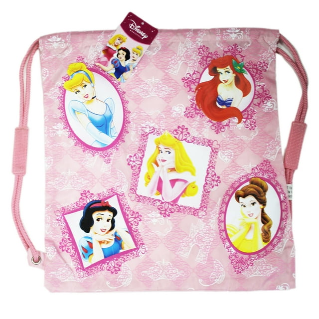 Disney Princesses Drawstring Bag, Cinch Sack, 14.5in x 13.5in, Zippered ...