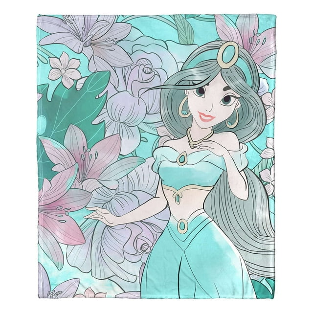 Disney Princesses Foral Fantasy Jasmine Kids Silk Touch Throw Blanket ...