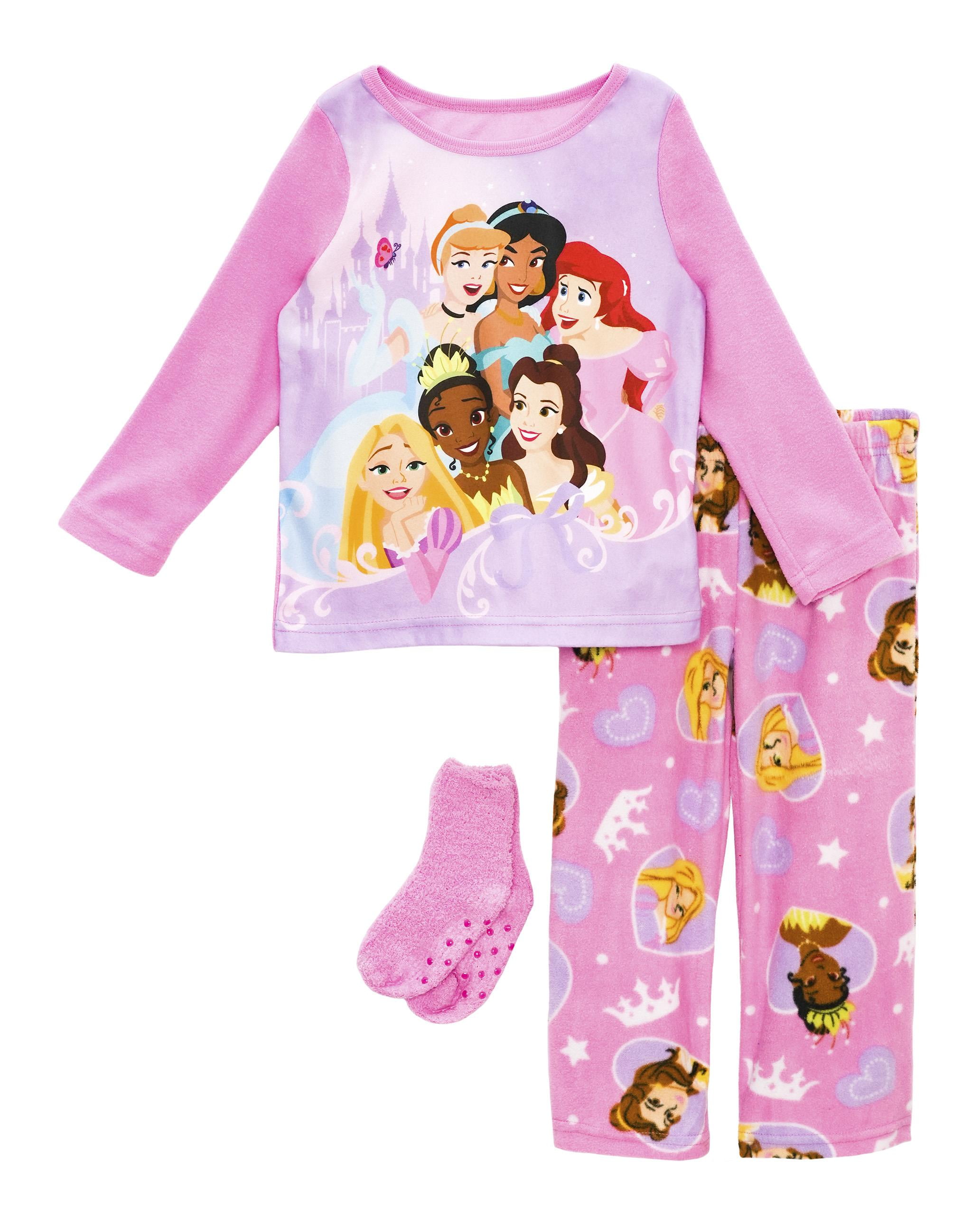 Disney Princesses Frozen Girls 3-Piece Fleece Pajama Set with Socks ...