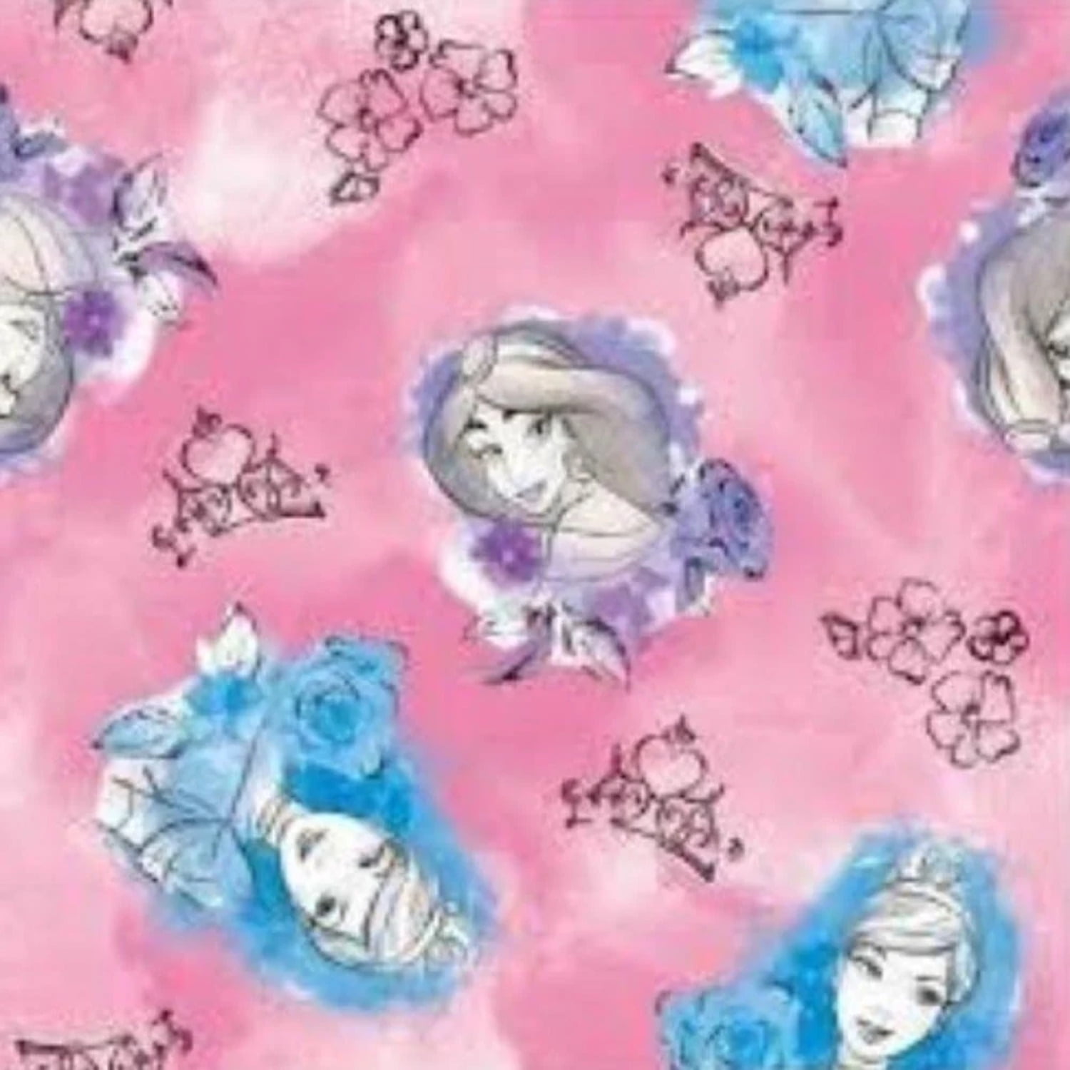 Disney Princesses Pink Cotton Fabric - Walmart.com