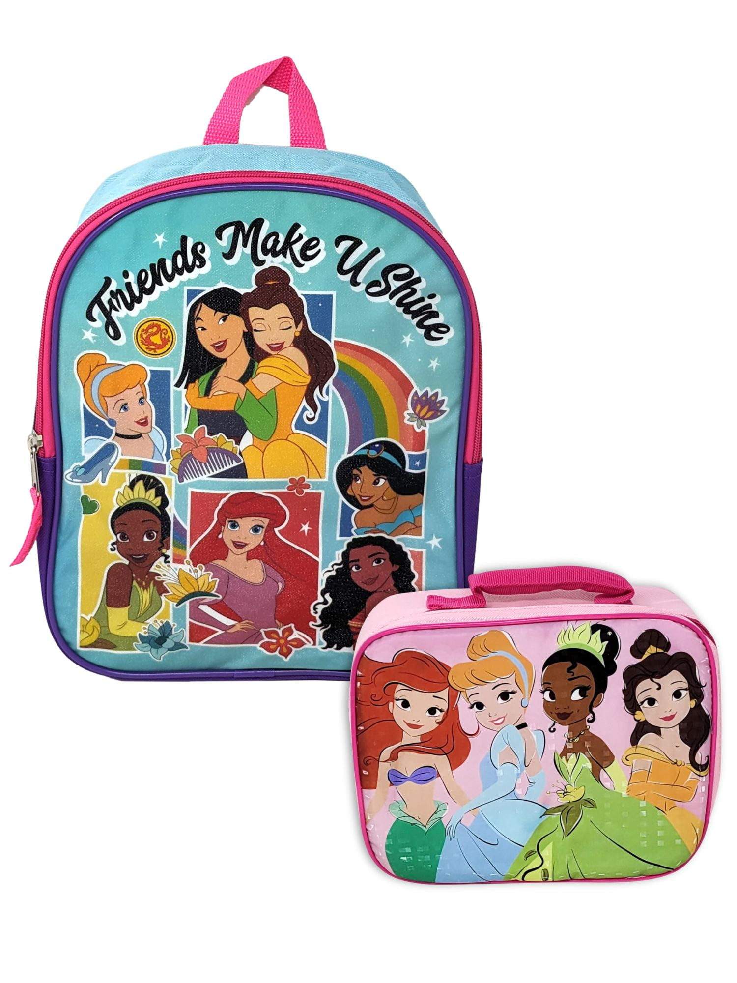 Disney Princesses Small Backpack & Lunch Bag 2-Piece Set Ariel Tiana ...