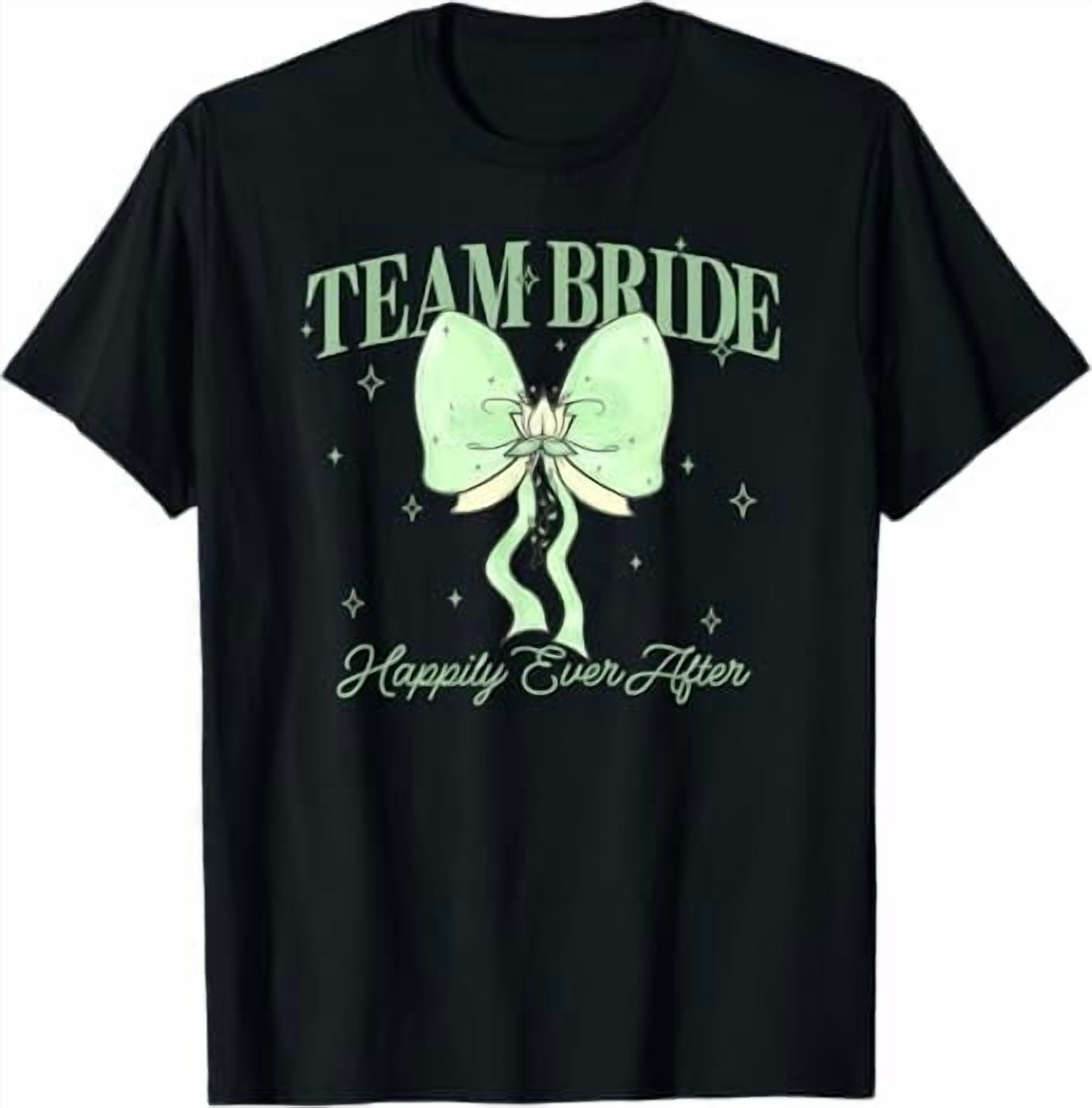 Disney Princesses Team Bride Happily Ever After Green Bow T-Shirt ...