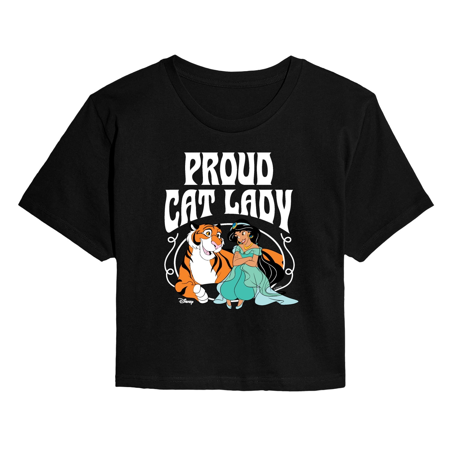 Disney - Proud Cat Lady Jasmine - Juniors Cropped Graphic T-Shirt ...