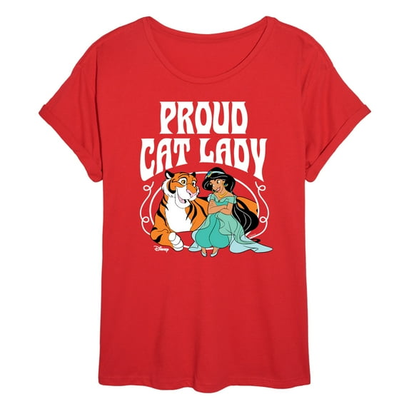 Disney - Proud Cat Lady Jasmine - Juniors Oversized Graphic T-Shirt ...