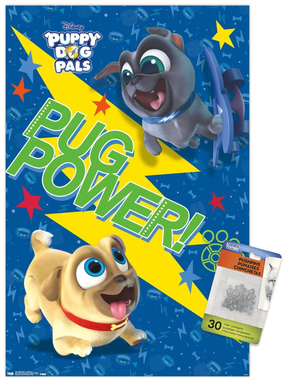 Disney Puppy Dog Pals - Pug Power Wall Poster with Push Pins, 14.725" x ...