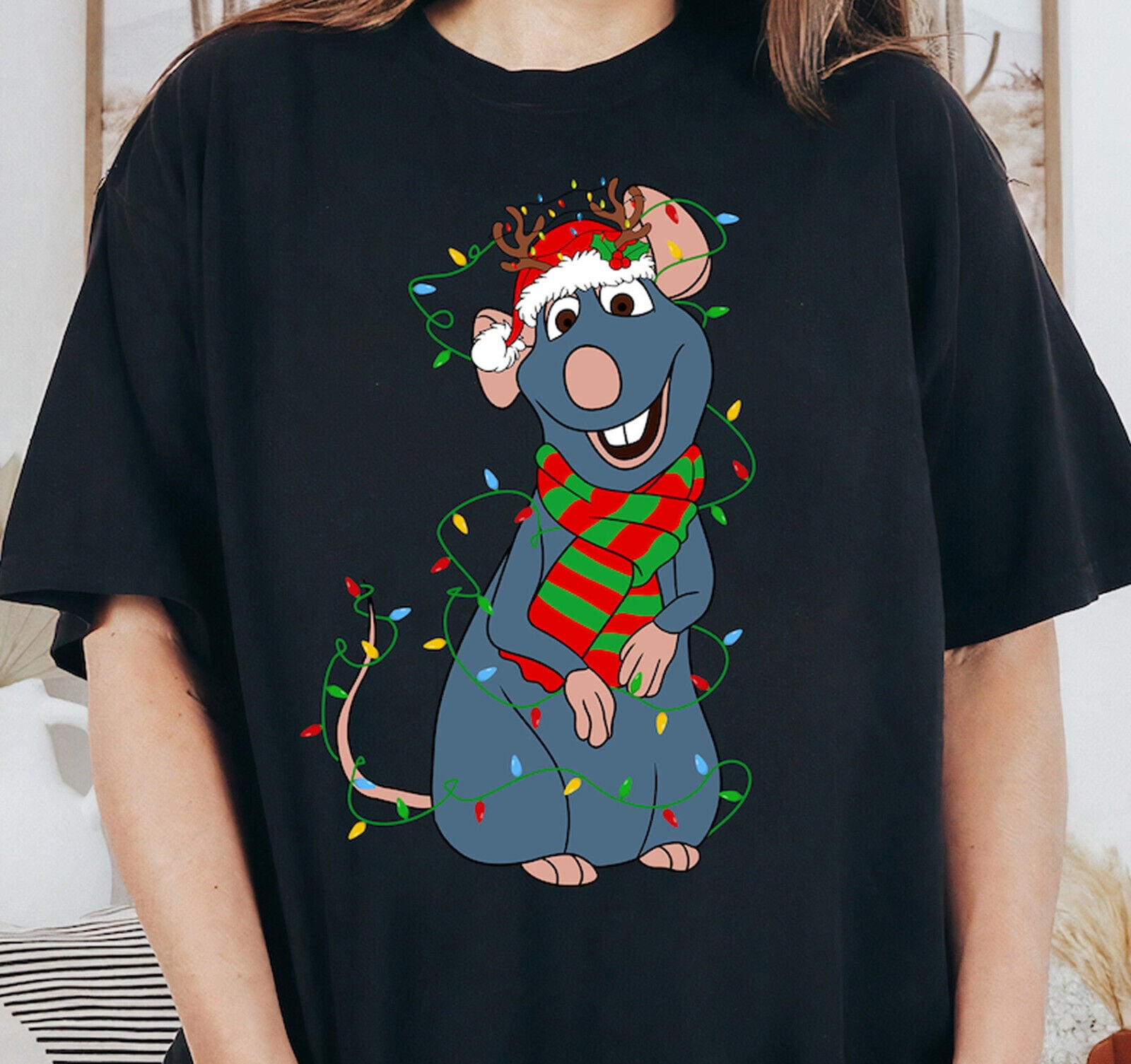 Disney Ratatouille Remy Santa Costume Christmas Lights Unisex Shirt ...