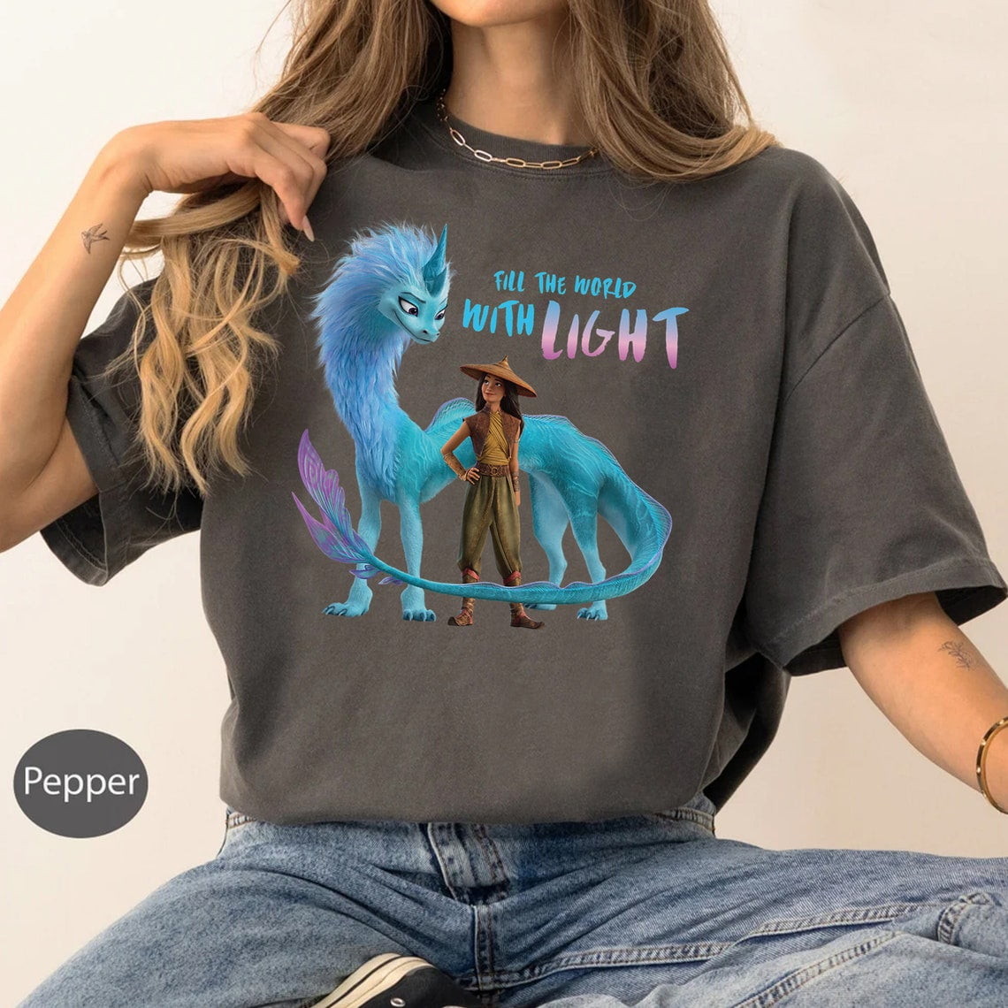 Disney Raya and the Last Dragon Fill the World With Light T-Shirt, Disneyland Family Matching ...