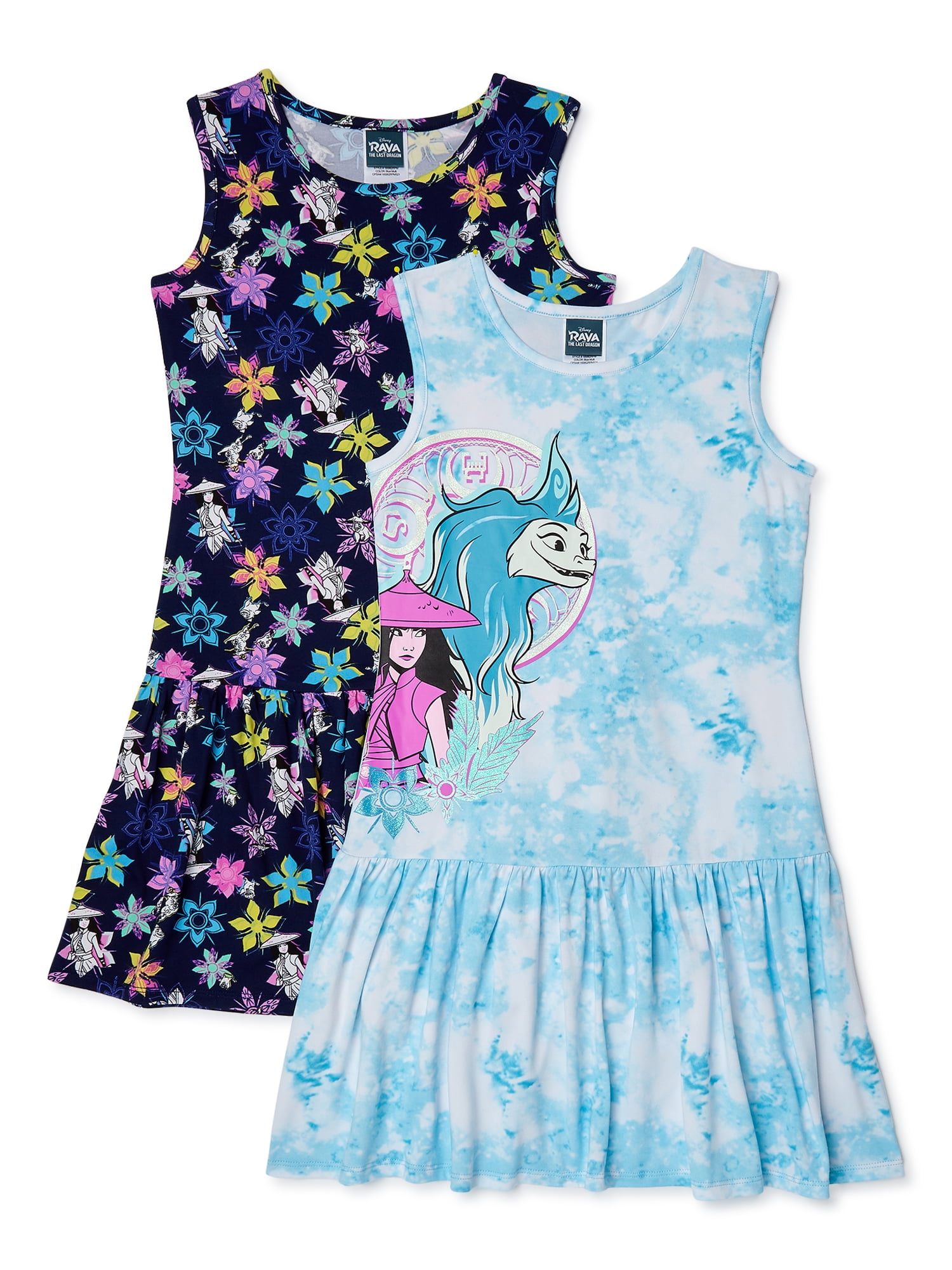 Disney Raya and the Last Dragon Girls Drop Waist Dress, 2-Pack, Sizes 4 ...