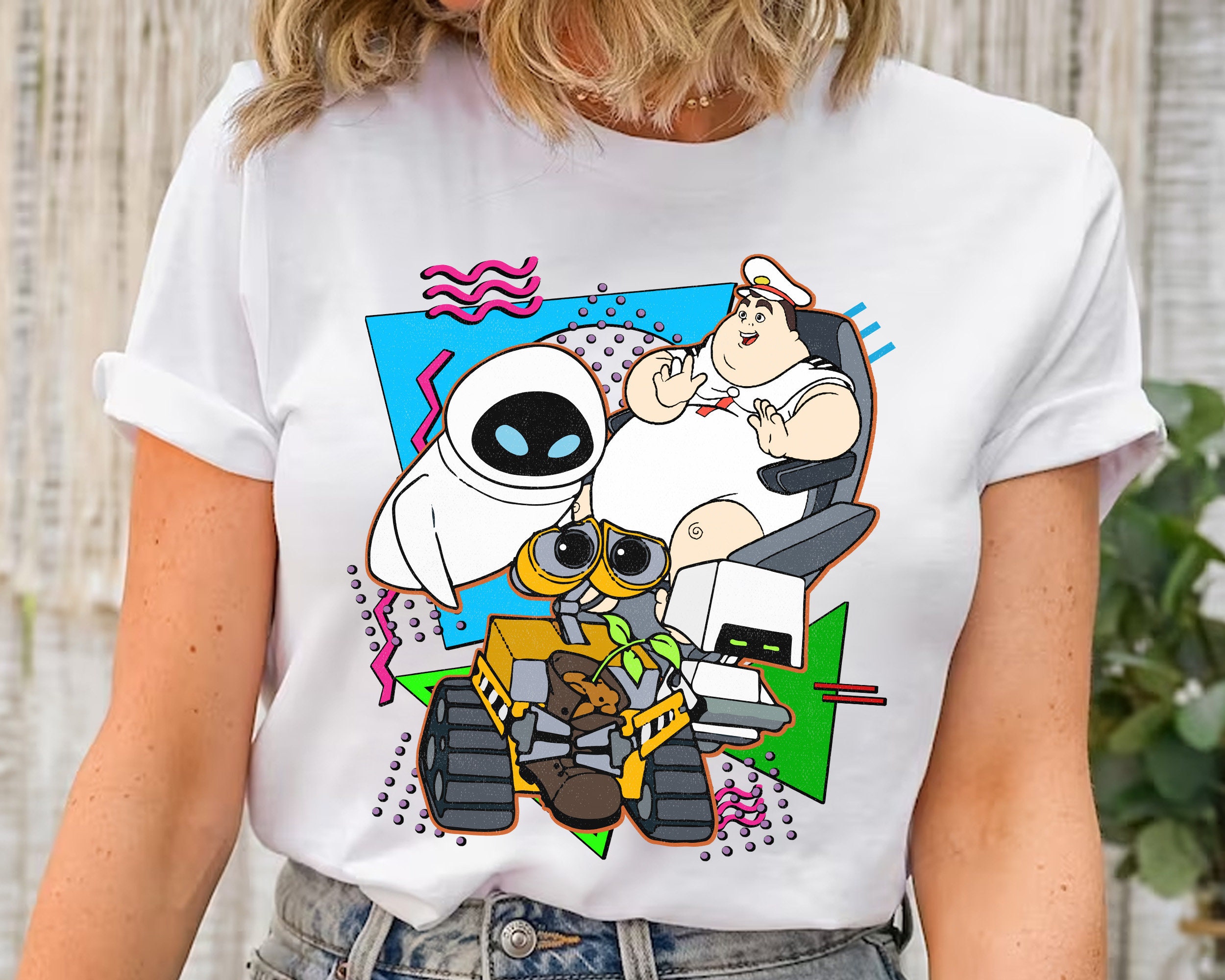 Disney Retro 90s Style Group Shot Wall-E Characters Squad Shirt, Cute ...