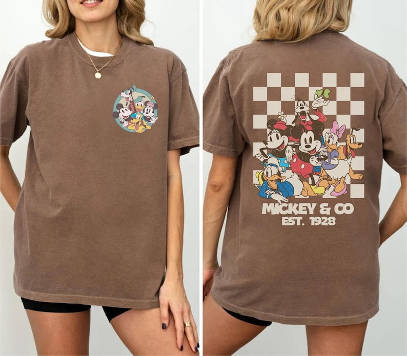 Disney Retro Checkered Shirt, Mickey and Co 1928 Shirt, Mickey and ...
