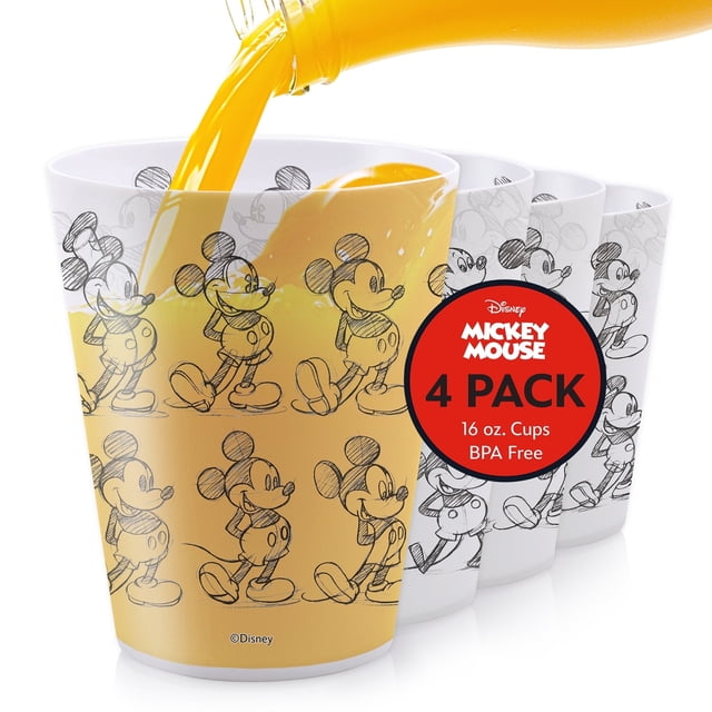 Disney Reusable Plastic Cups, BPA-Free, Mickey Mouse Design, Frosted ...
