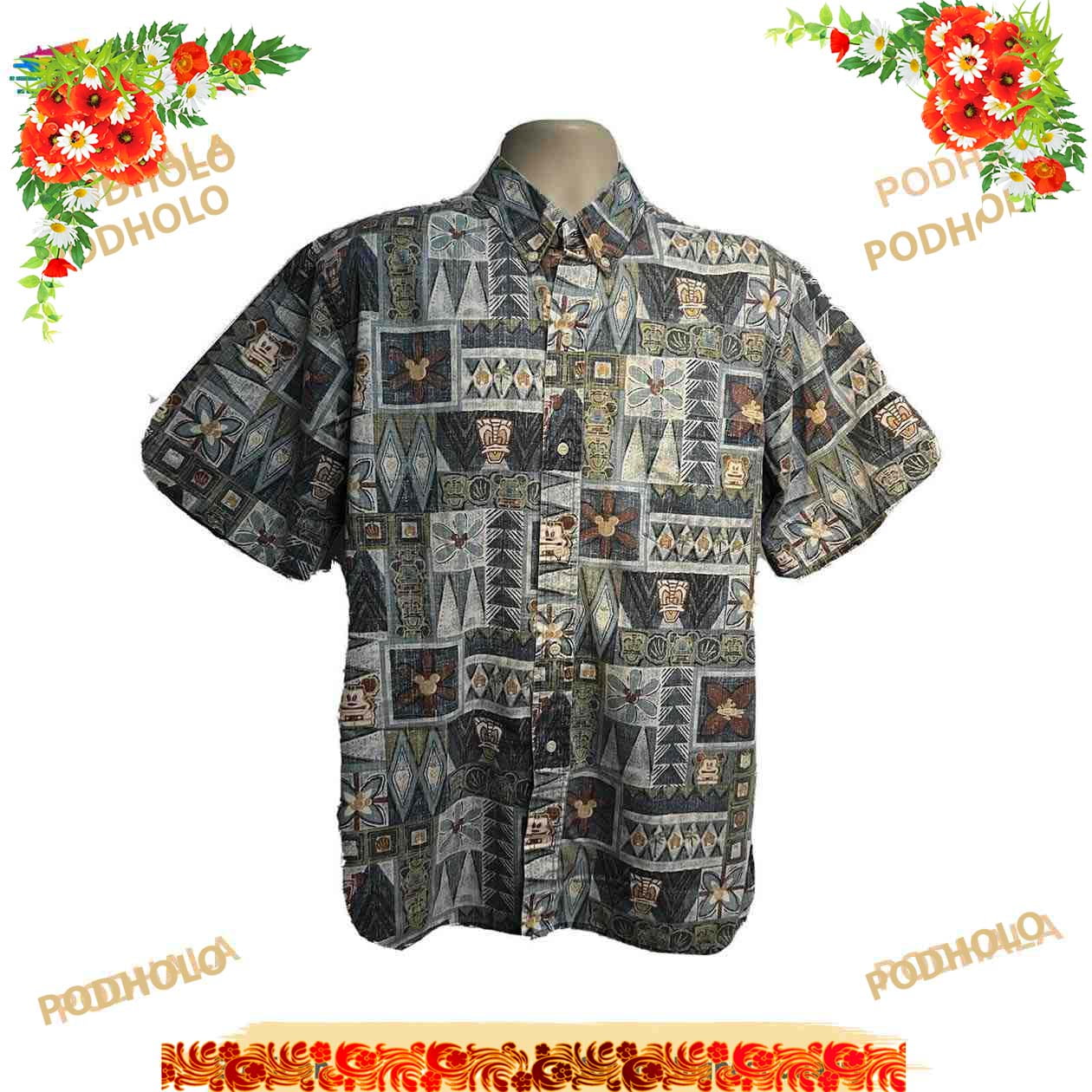 Disney Reyn Spooner Mickey Mouse Hawaiian Button Front Shirt - Walmart.com