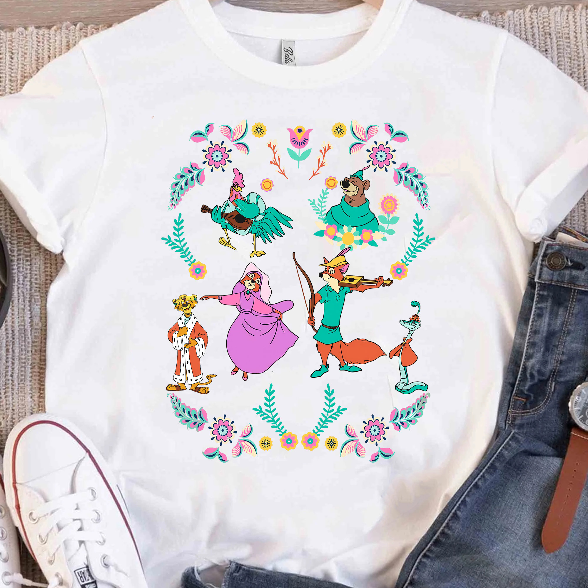 Disney Robin Hood Floral Folk T-Shirts Little John Alan-A-Dale Princess ...