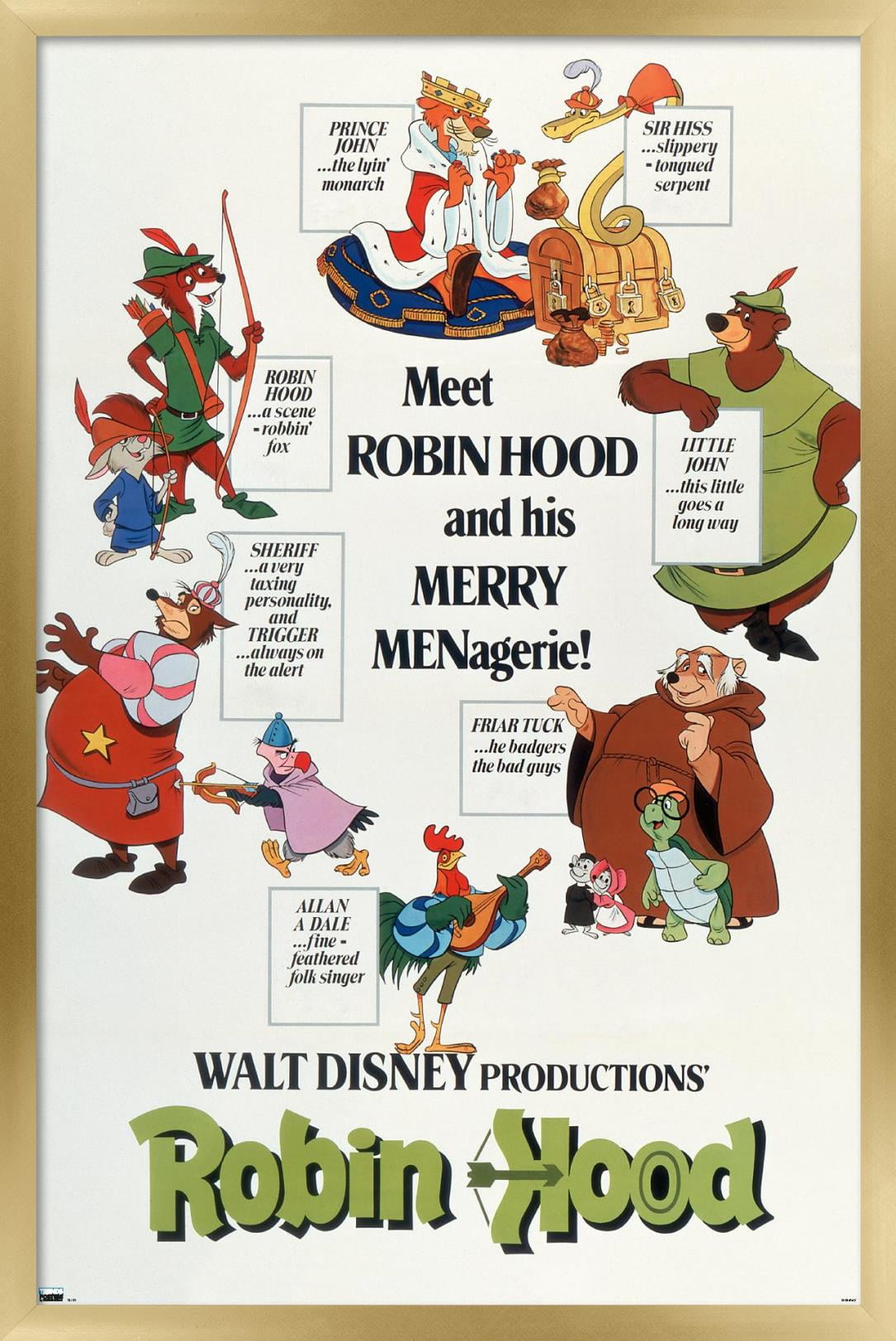 Disney Robin Hood - One Sheet Wall Poster, 22.375" x 34", Framed ...