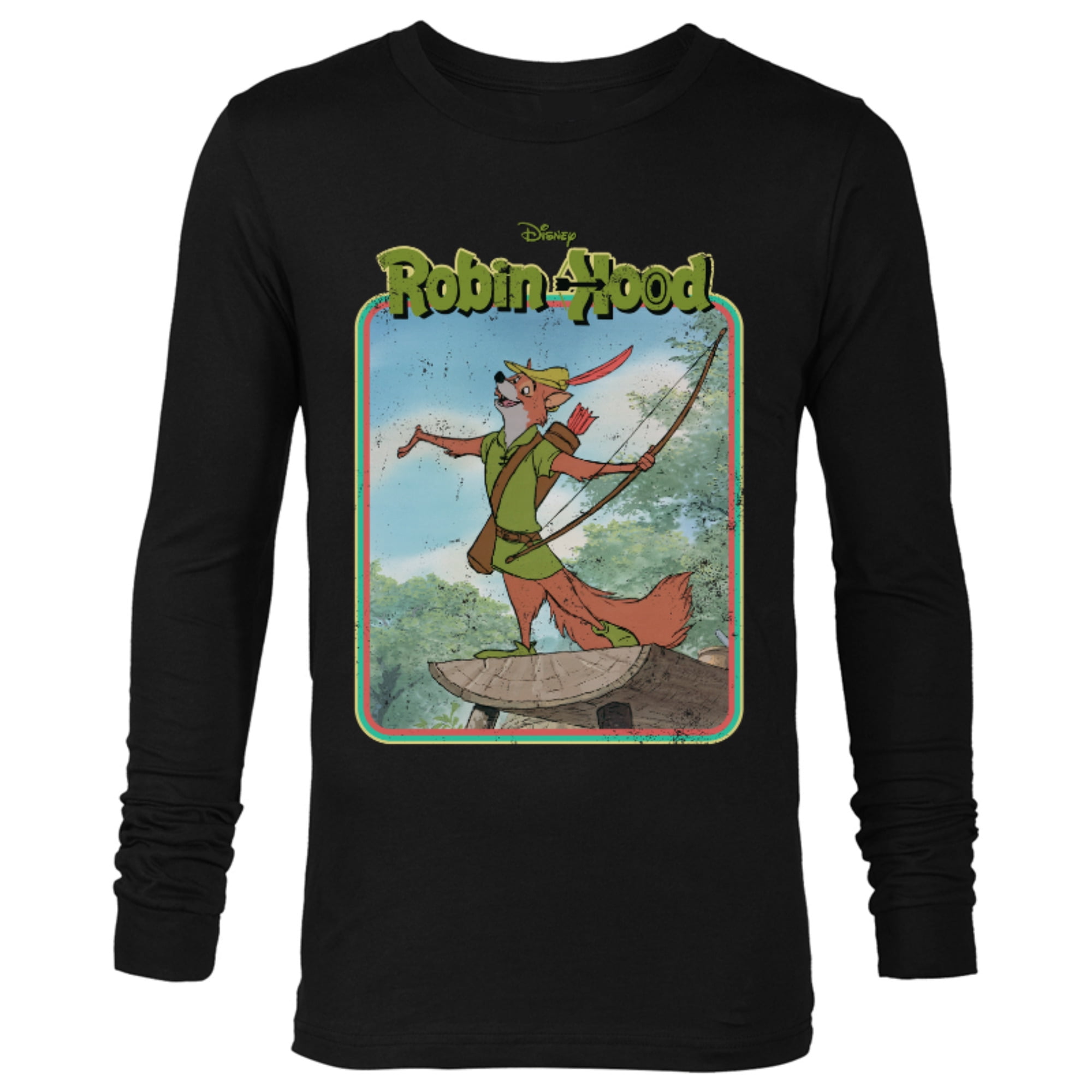 Disney Robin Hood Retro - Long Sleeve T-Shirt for Men -Customized-Black ...