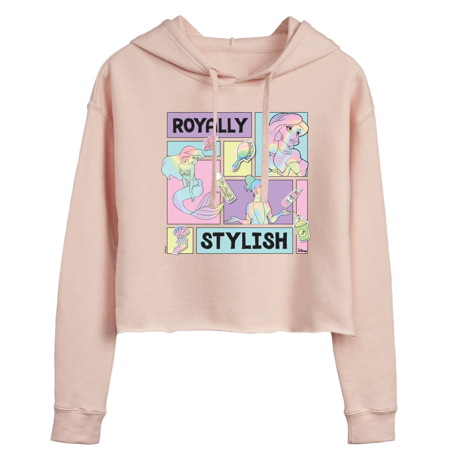 Disney - Royally Stylish Grid - Juniors Cropped Pullover Hoodie ...