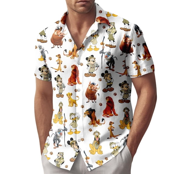 Disney Safari Hawaiian Shirt for Men, Mickey Mouse Jungle Button Up ...