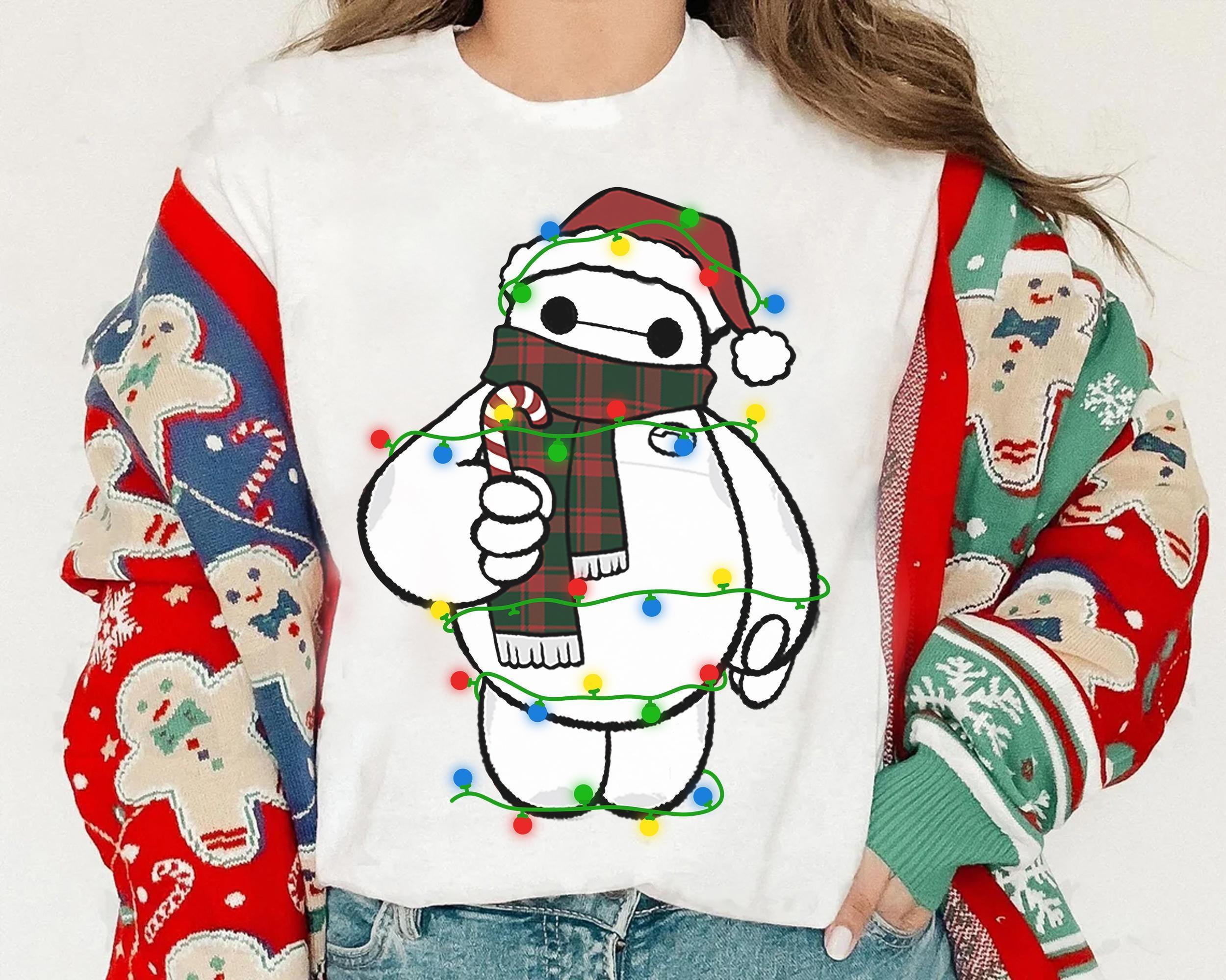 Disney Santa Baymax Christmas Lights Shirt, Big Hero Cute Santa Baymax ...