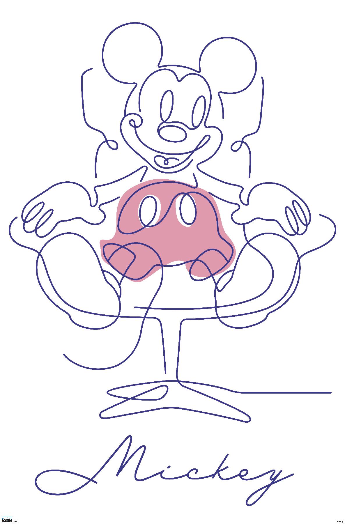 Disney Simple Moments Line Art - Mickey Mouse Wall Poster, 14.725" x 22 ...