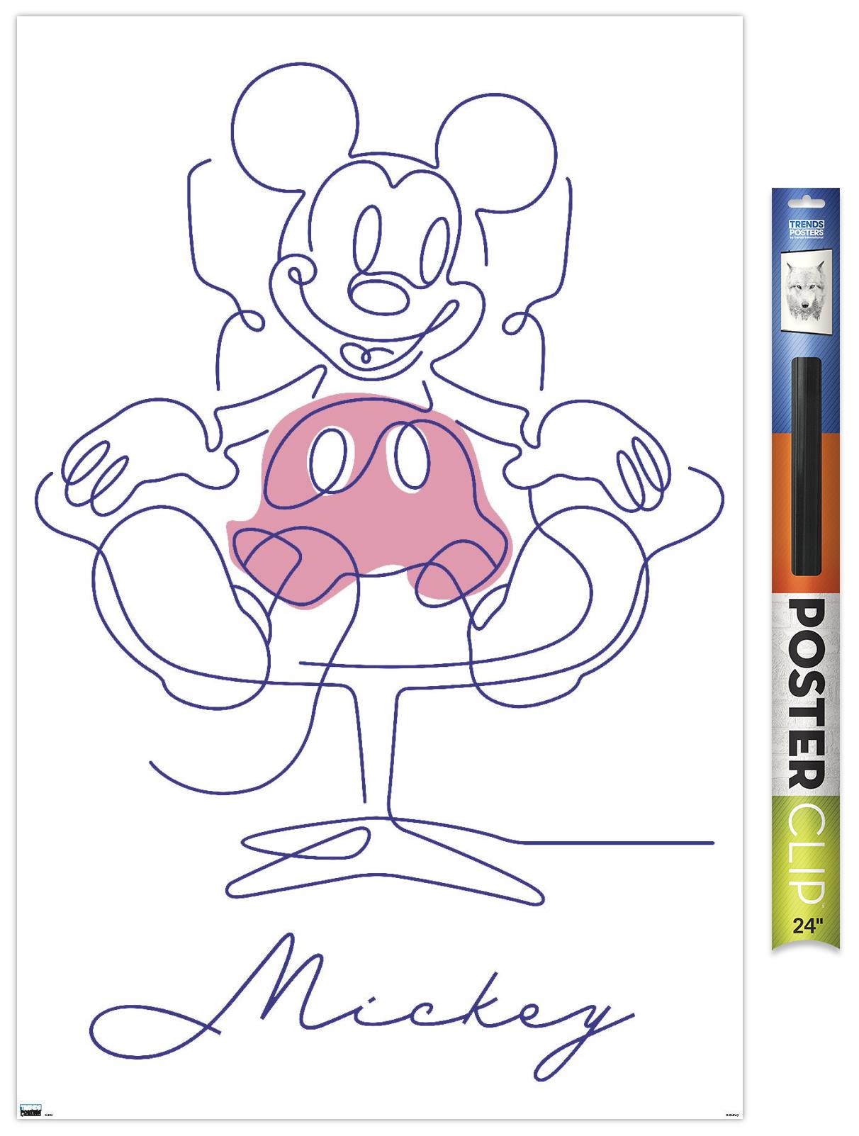 Disney Simple Moments Line Art - Mickey Mouse Wall Poster, 22.375" x 34 ...