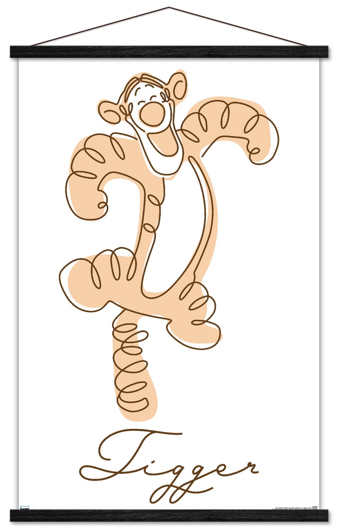 Disney Simple Moments Line Art - Tigger Wall Poster with Magnetic Frame ...