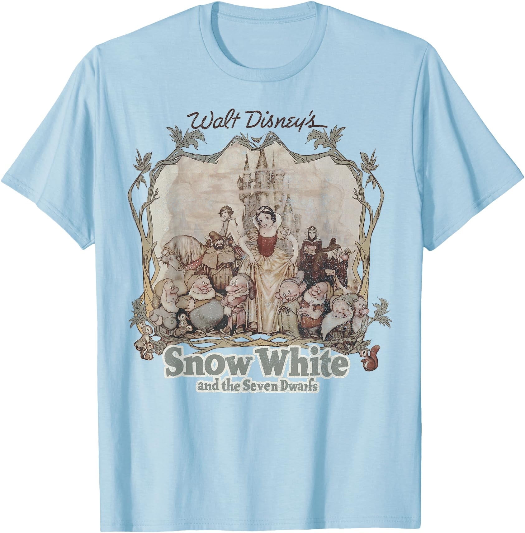 Disney Snow White And The Seven Dwarfs Vintage Portrait T-Shirt,Light Blue Color,Size YXS ...