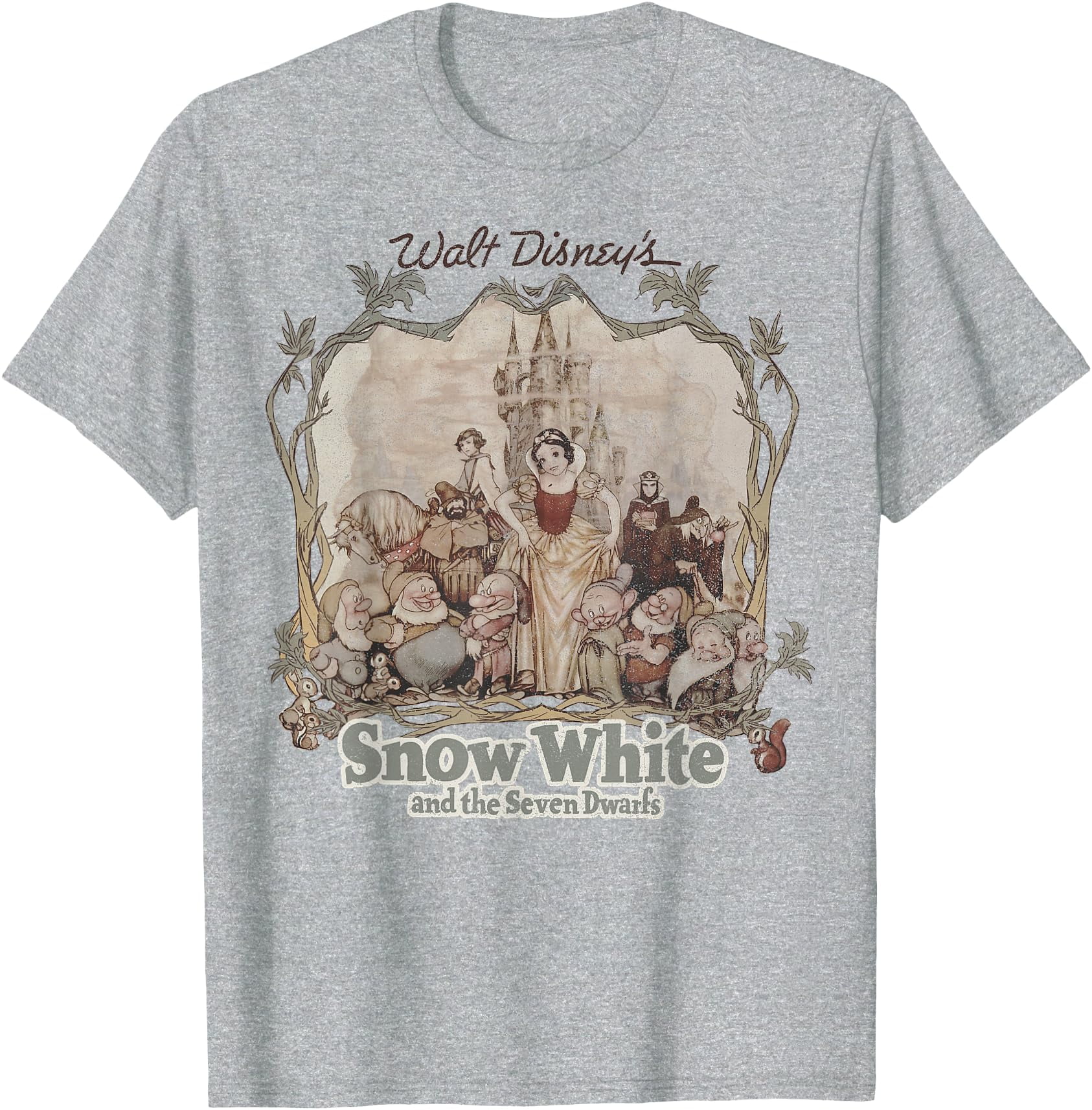 Disney Snow White And The Seven Dwarfs Vintage Portrait T-Shirt,Sport Grey Color,Size XL ...