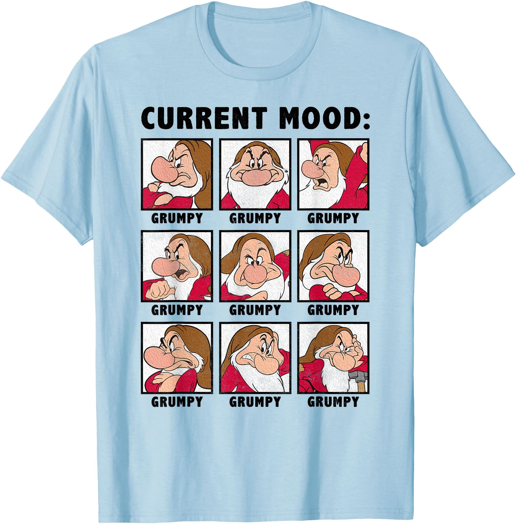 Disney Snow White Current Mood Always Grumpy Graphic T-Shirt,Light Blue ...