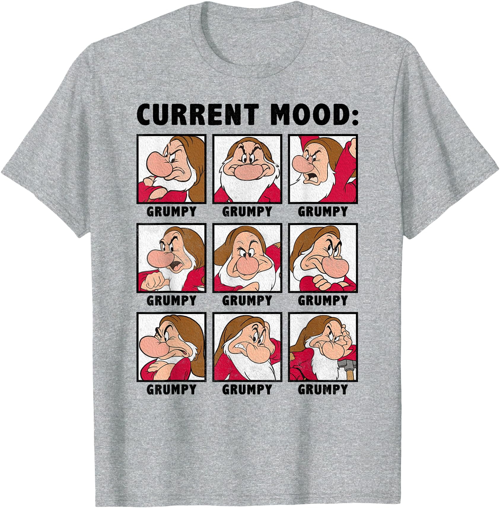 Disney Snow White Current Mood Always Grumpy Graphic T-Shirt,Sport Grey ...