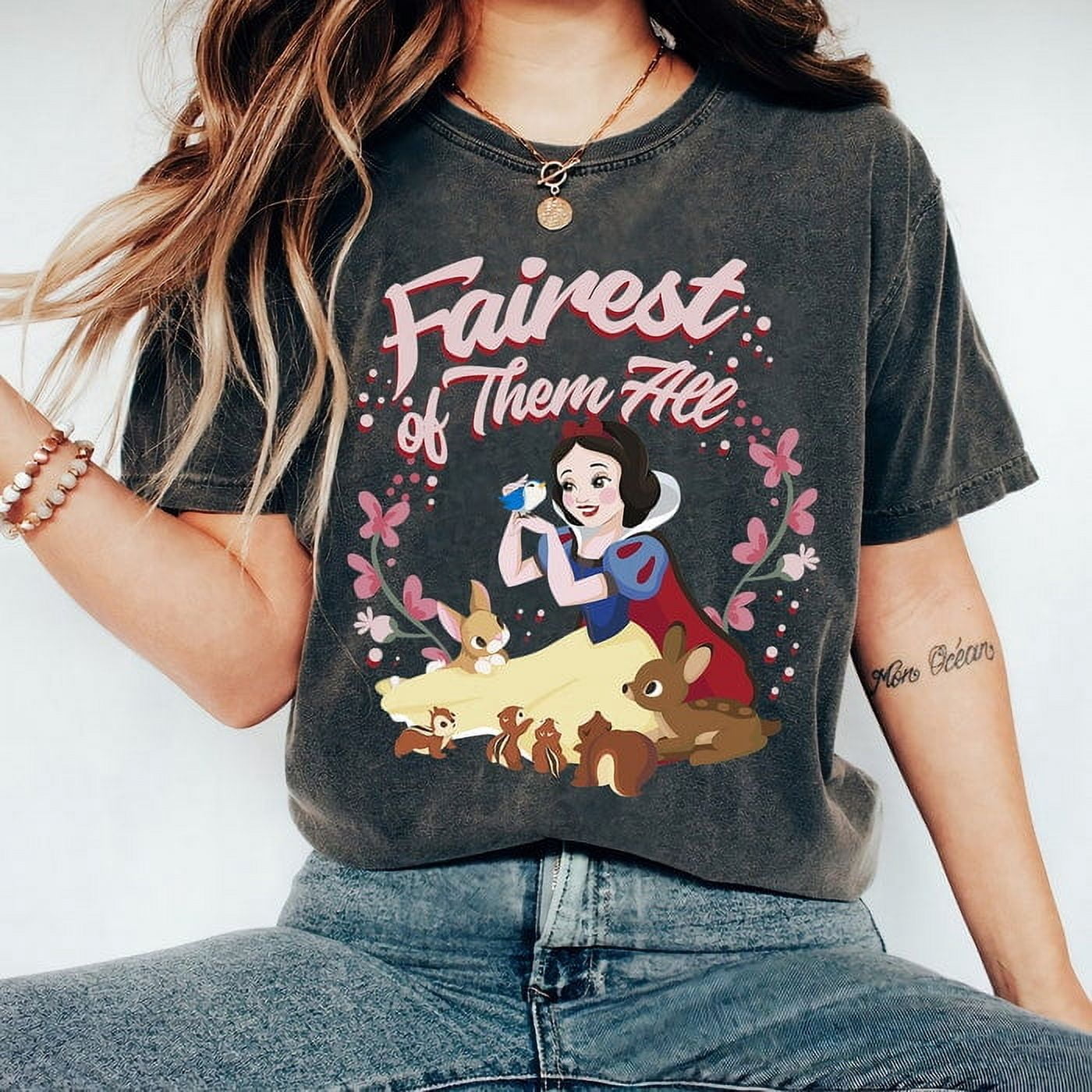 Disney Snow White Fairest Floral Wreath Graphic T-Shirt, Snow White ...