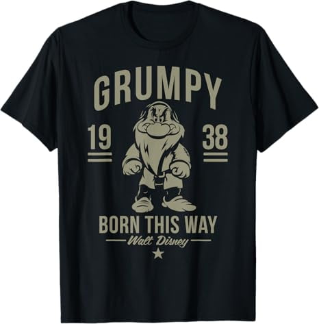 Disney Snow White Grumpy Born This Way 1938 Short Sleeve T-Shirt,Sand ...