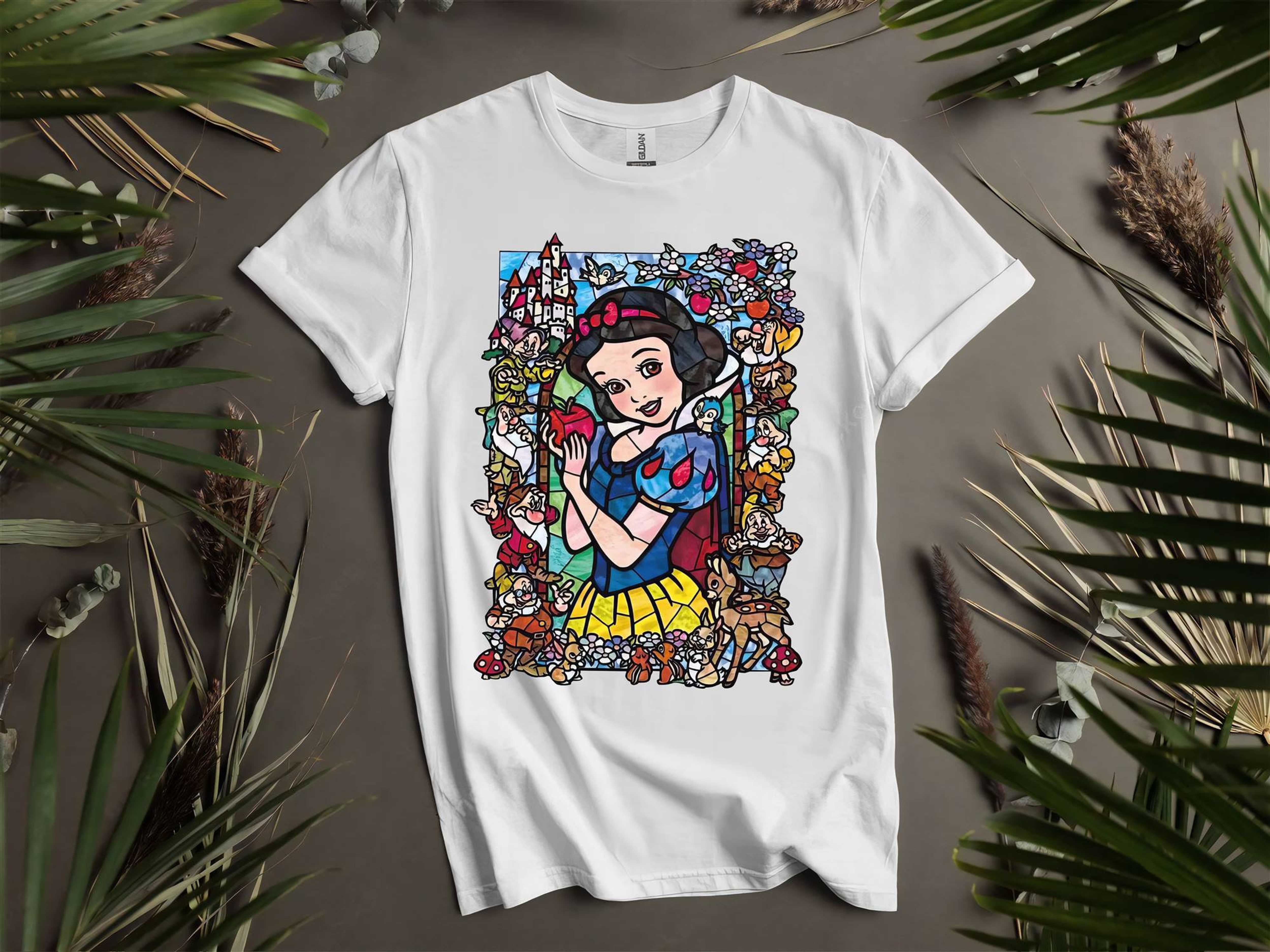 Disney Snow White the Seven Dwarfs Floral Custom T-Shirts for Men ...
