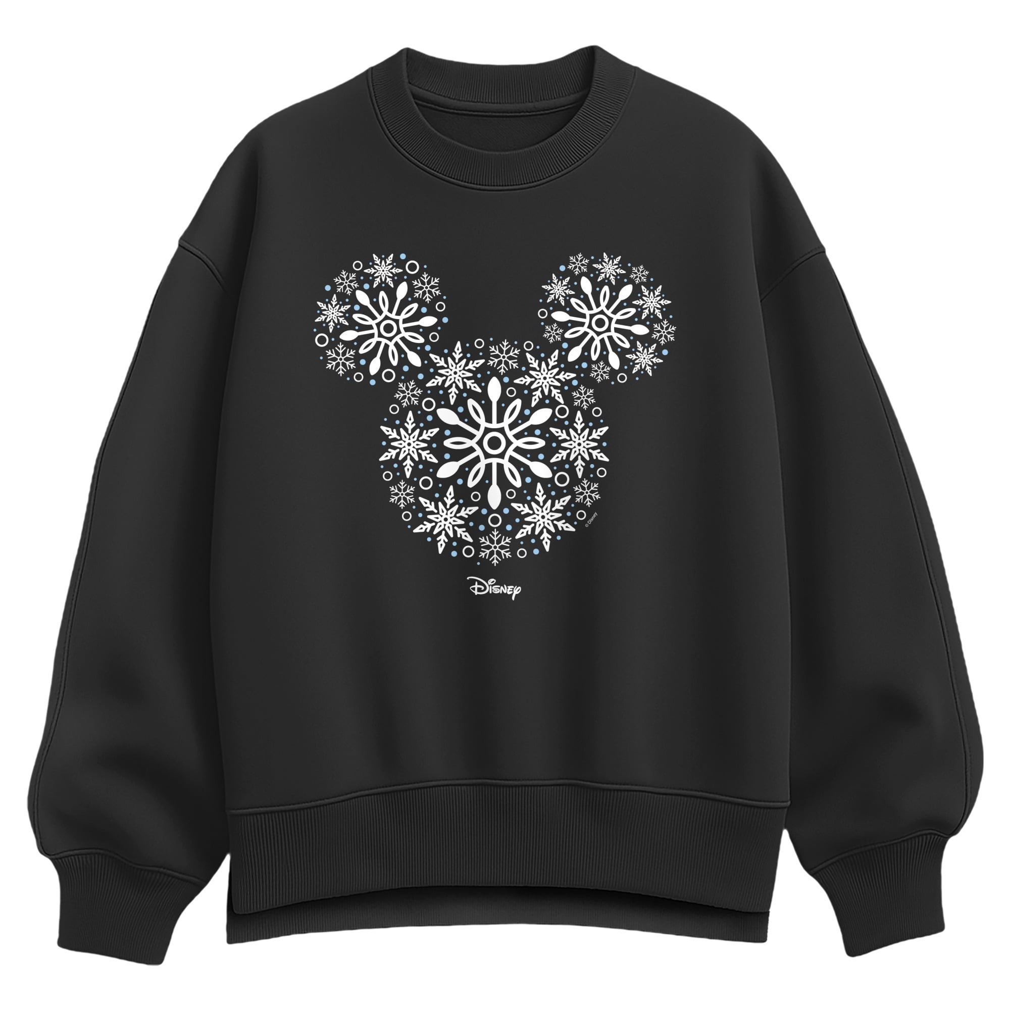 Disney - Mickey Ears Snowflakes - Women's Oversized Fleece Crew ...