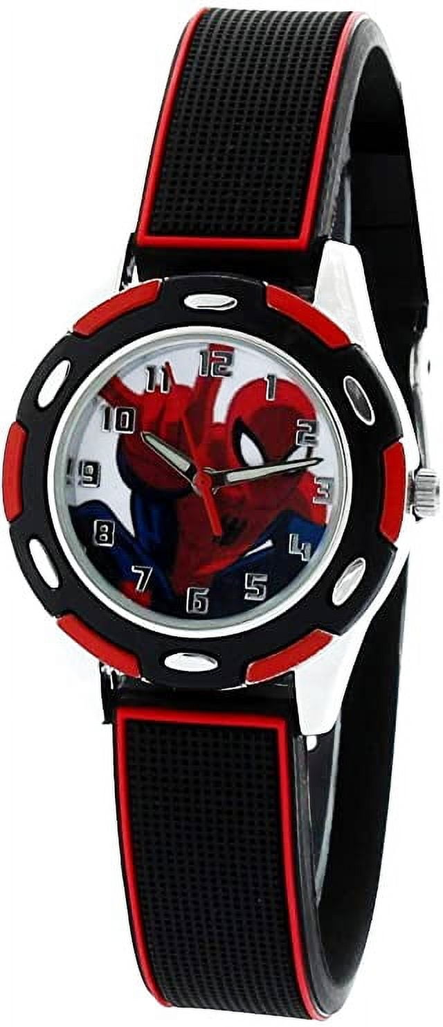 Disney Spider Man Watch With Black And Red Case And Rubber Strap ...