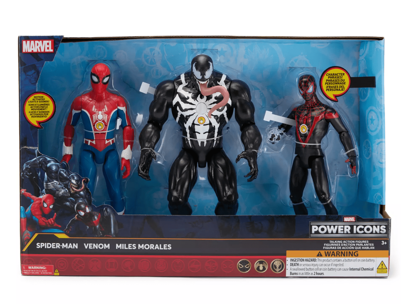 Disney SpiderMan Venom Miles Morales Talking Action Figure Marvel Power ...