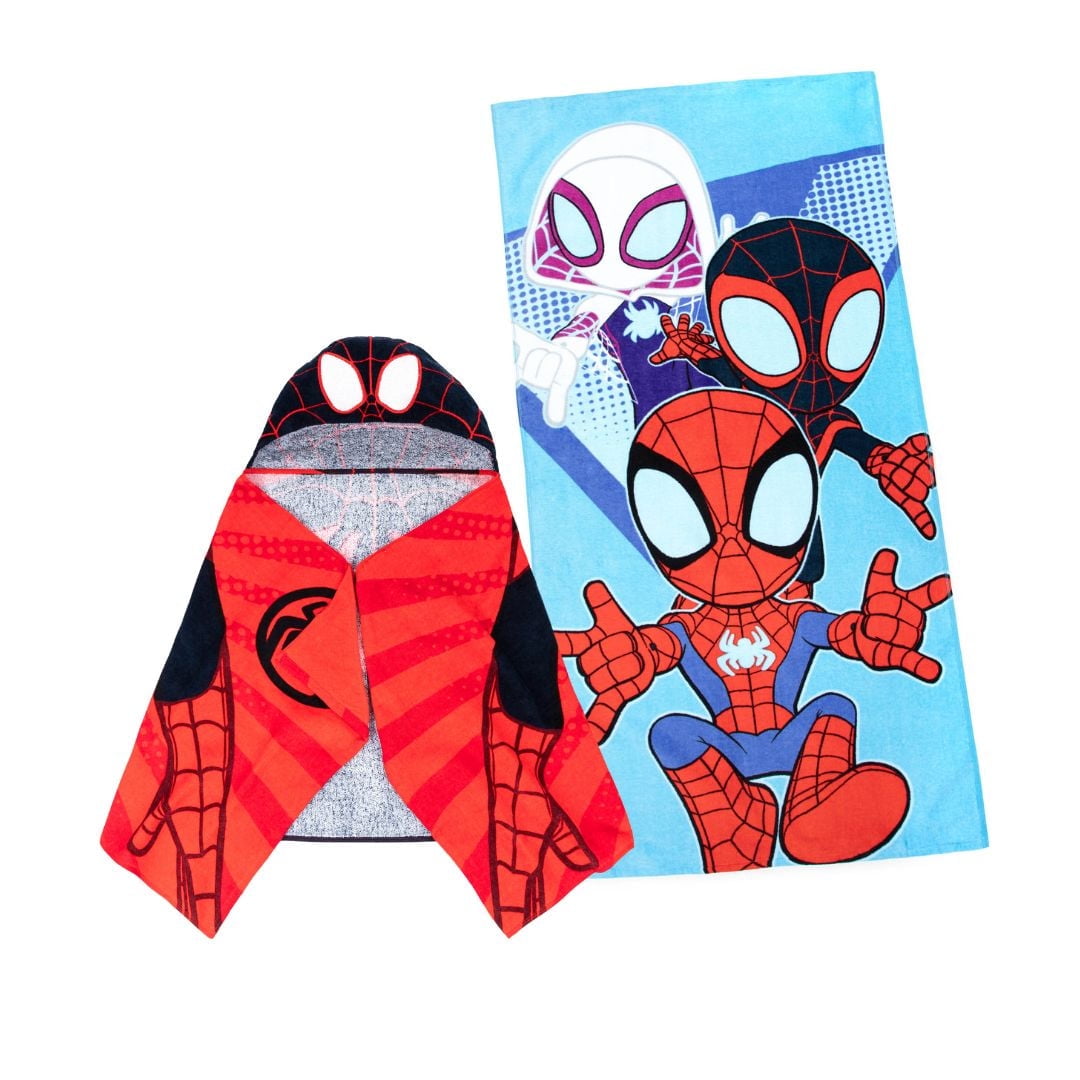 Disney Spiderman Miles Morales Hooded Towel & Beach Towel Set - Walmart.com