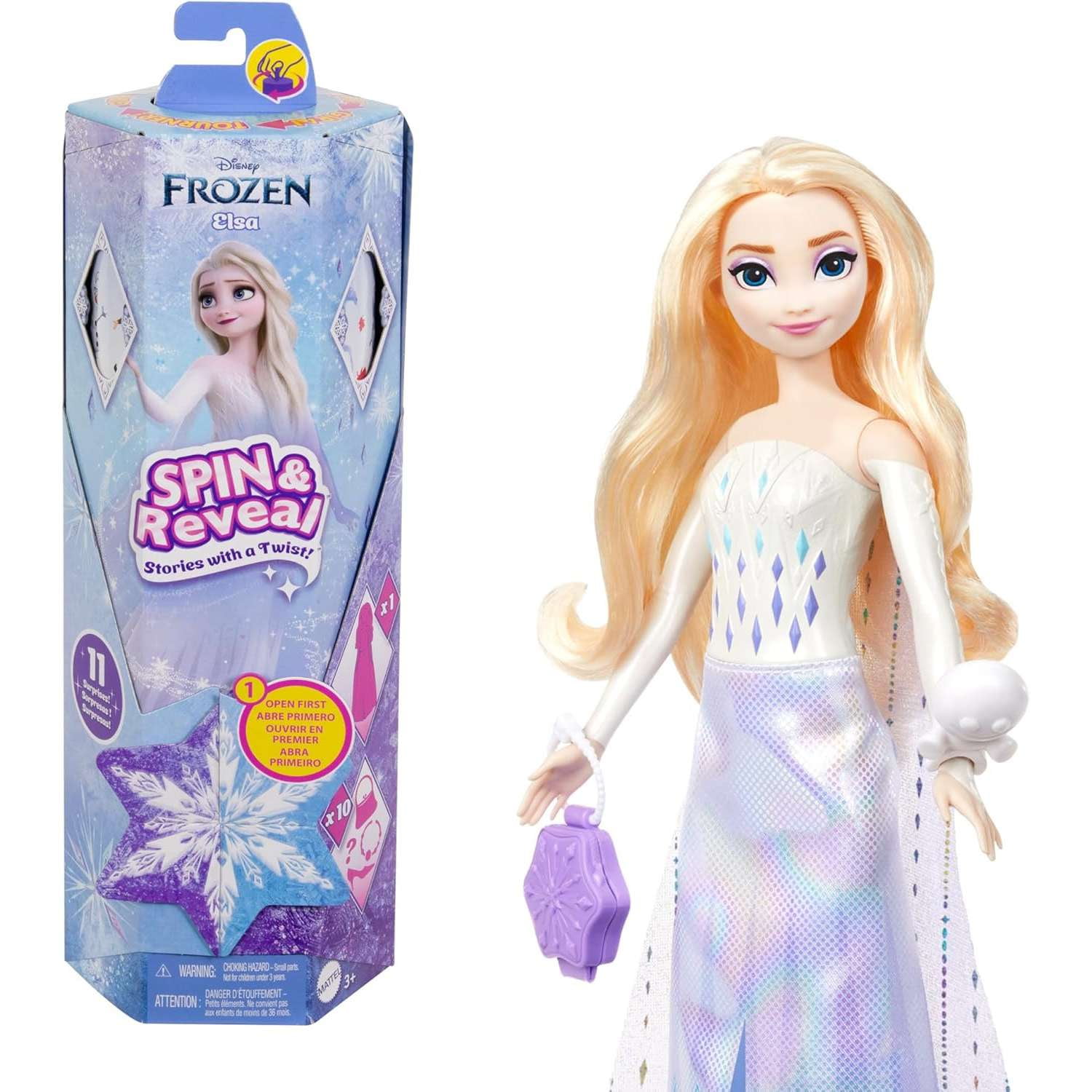Mattel Disney Frozen Elsa Fashion Doll Set, Spin & Reveal with 11 ...