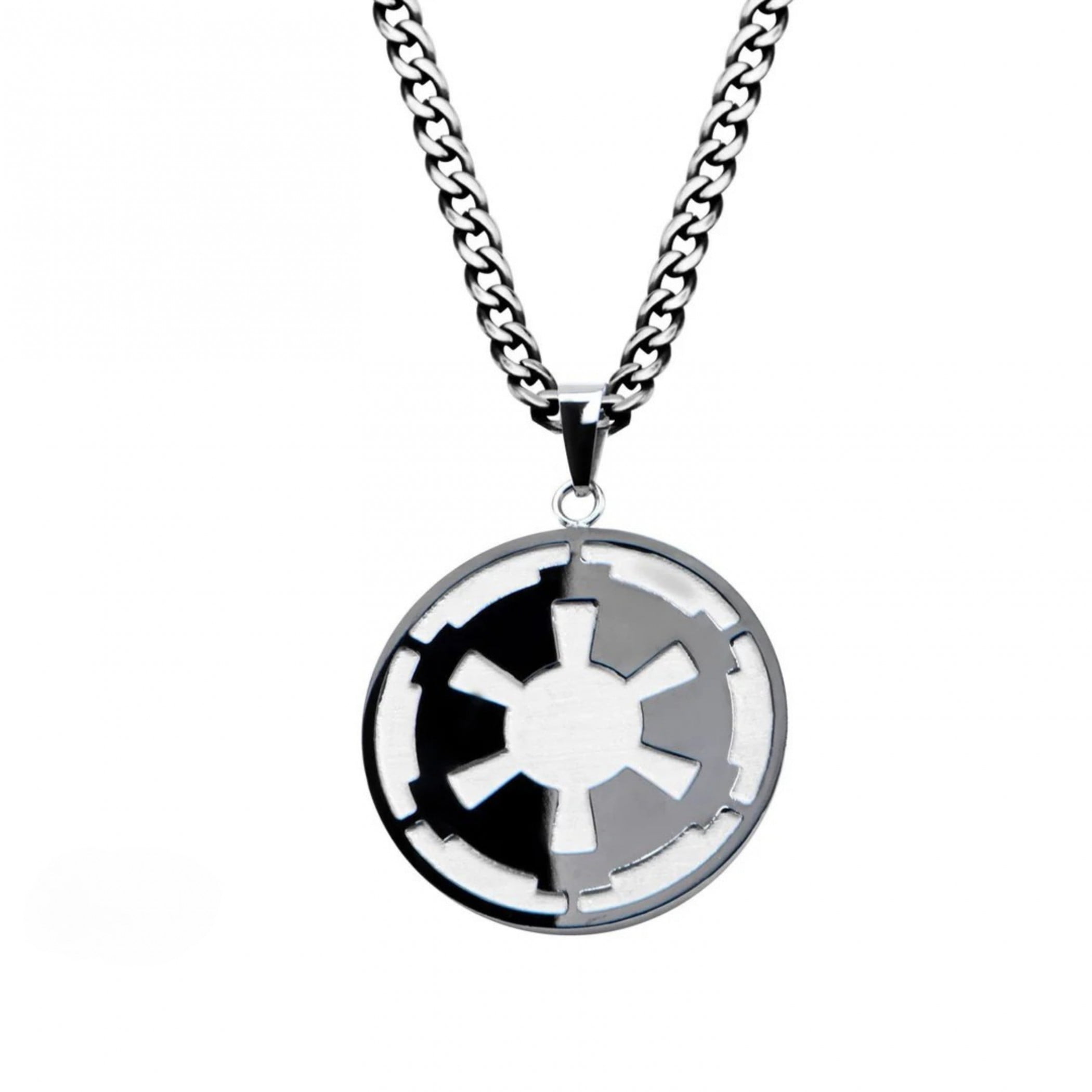 Disney Stainless Steel Small Death Star and Imperial Symbol Pendant, 22 ...