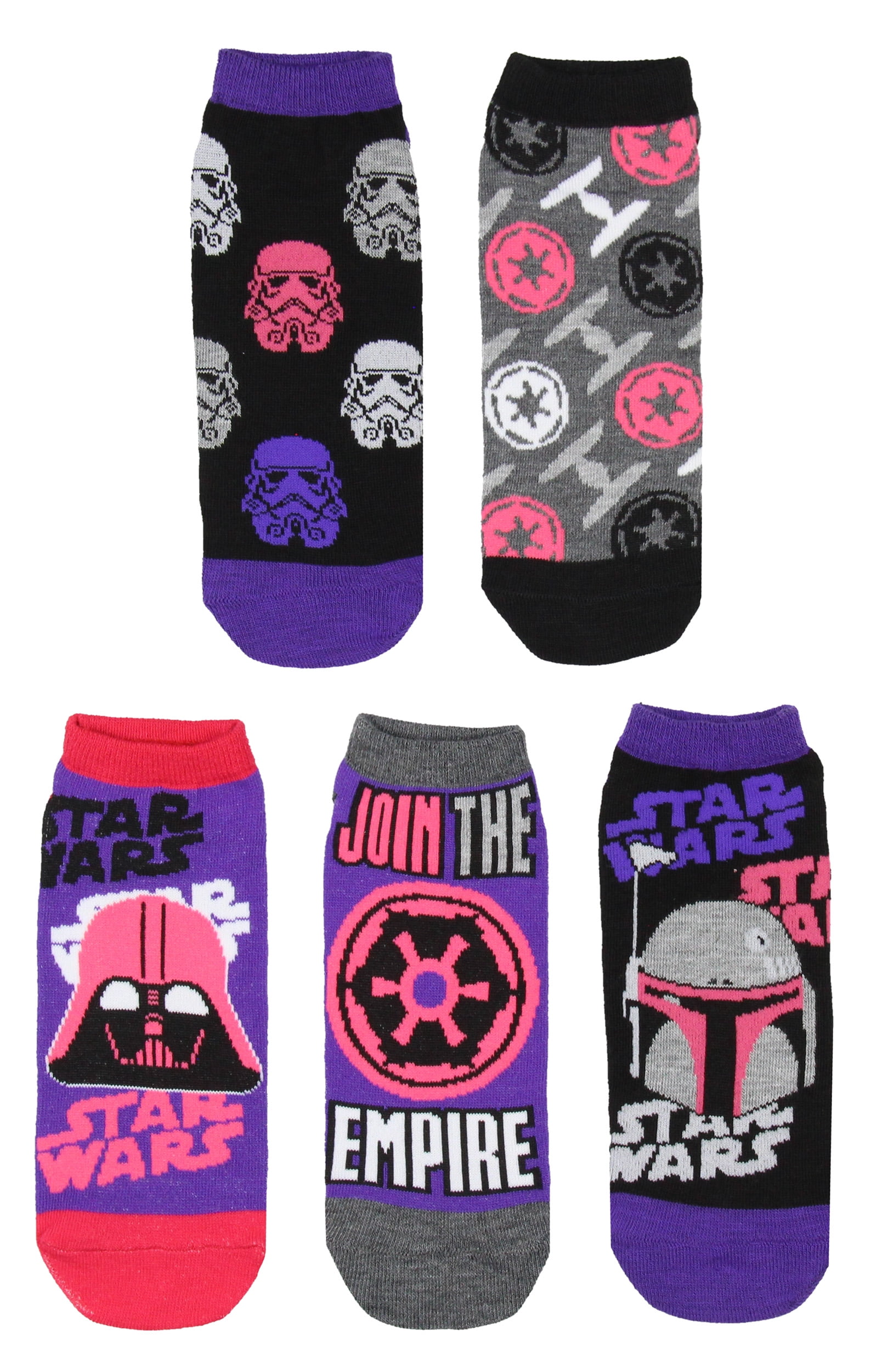 Seven Times Six, No-Show Ankle Socks, 5 Pair, Star Wars Darth Vader ...