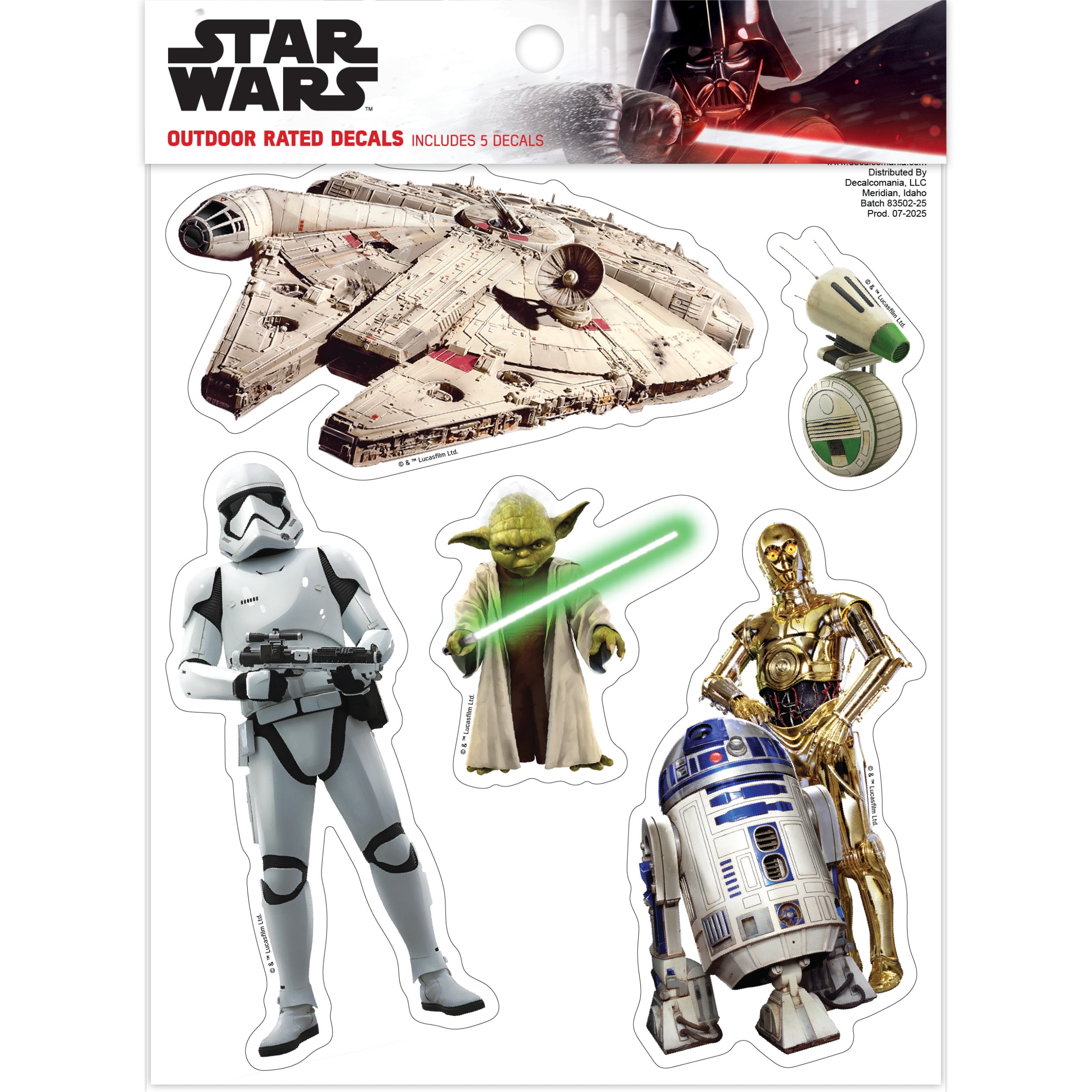 Disney Star Wars Decals - Set of 5 Outdoor Rated Vinyl Stickers ...