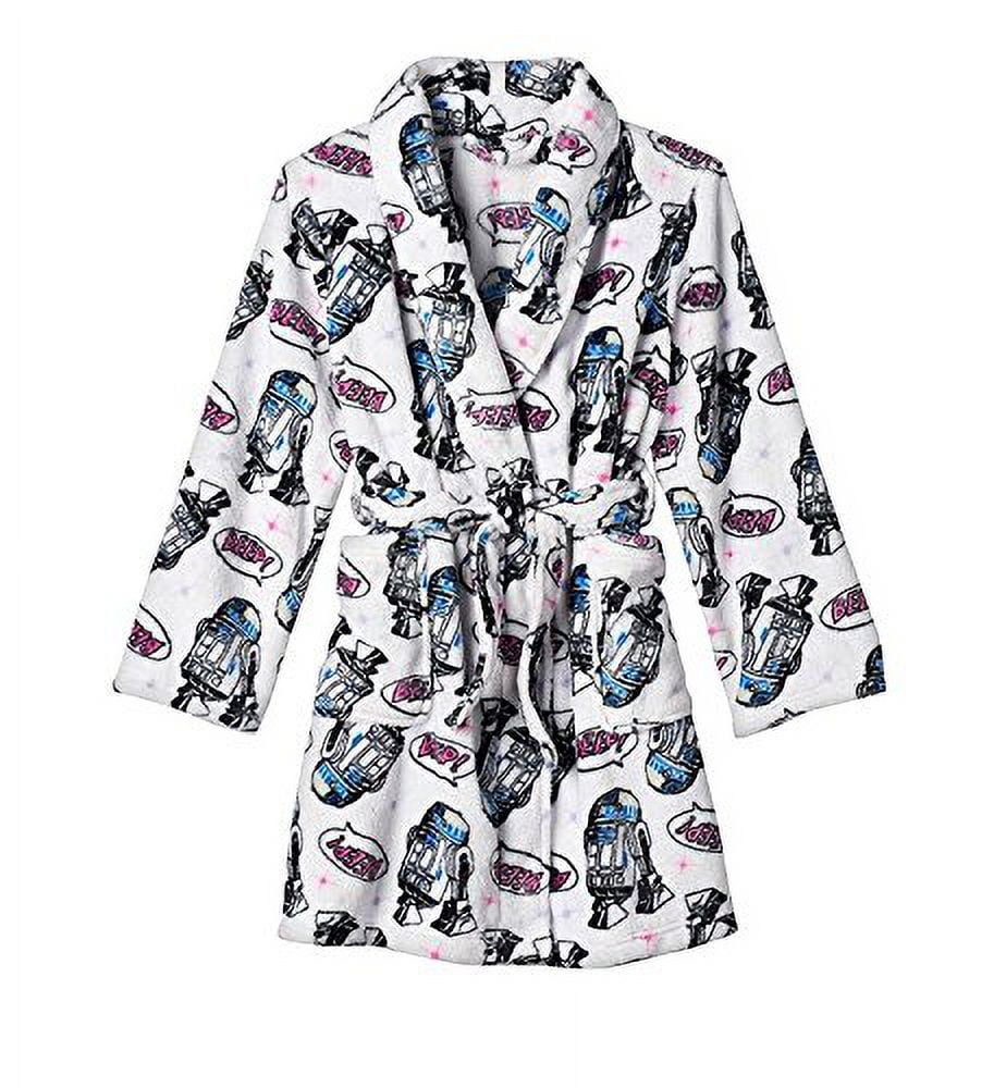Disney Star Wars Girls Plush White R2-D2 Galaxy Bathrobe, Robe, Size 6 ...
