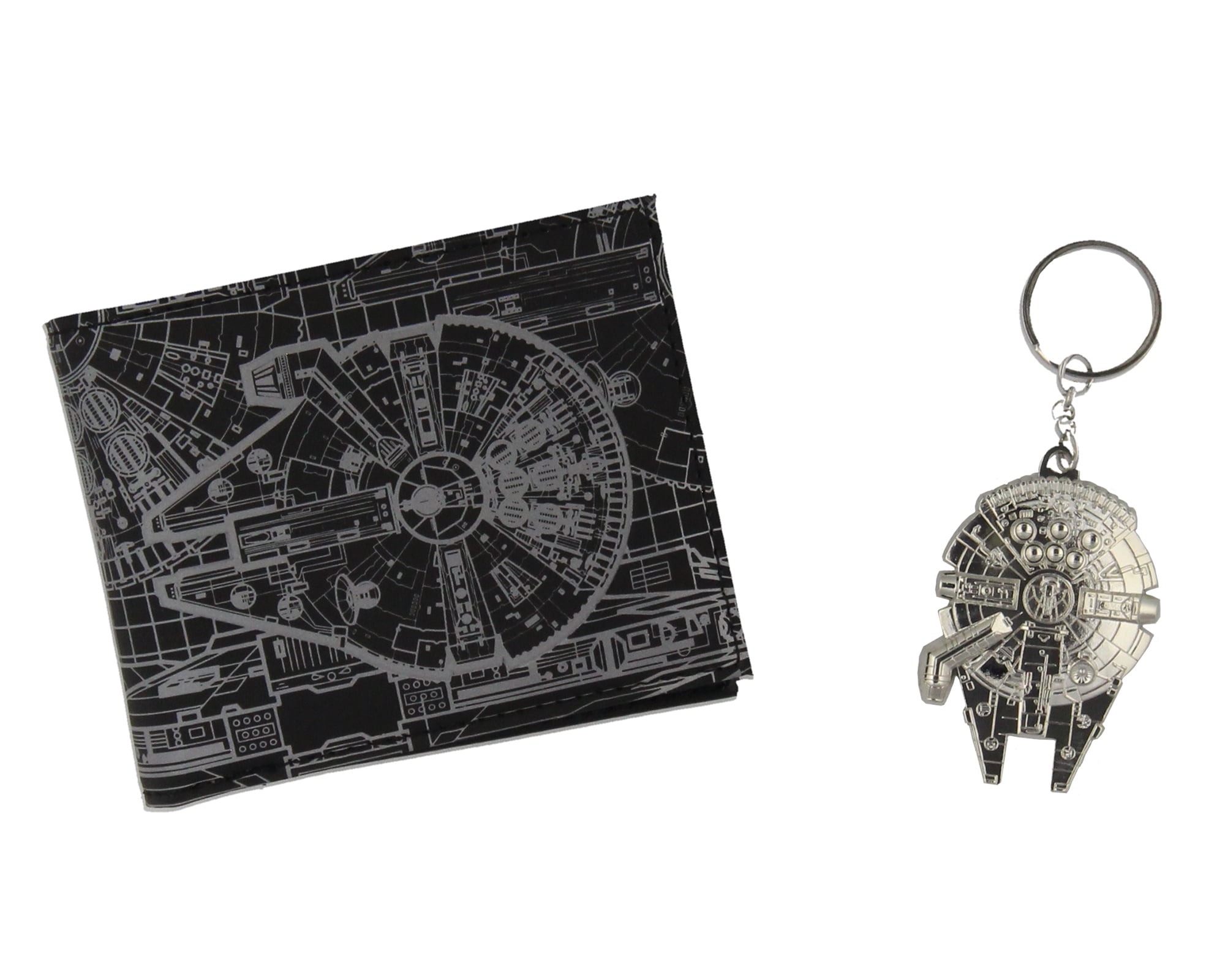 Disney Star Wars Men's Millennium Falcon Bifold Wallet and Keychain Box ...