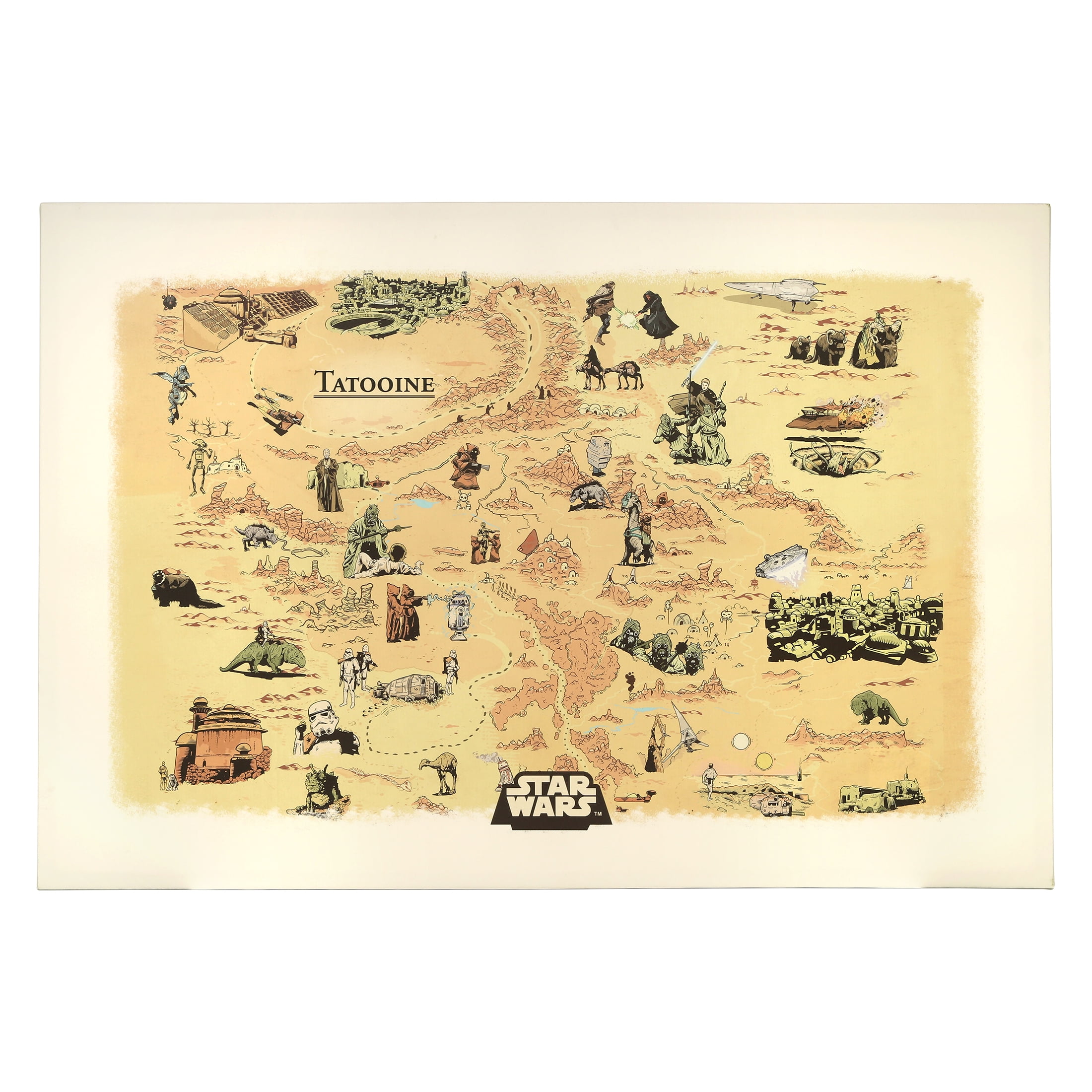 Disney Star Wars Tatooine Map Gallery Wrapped Canvas Wall Decor - Large ...