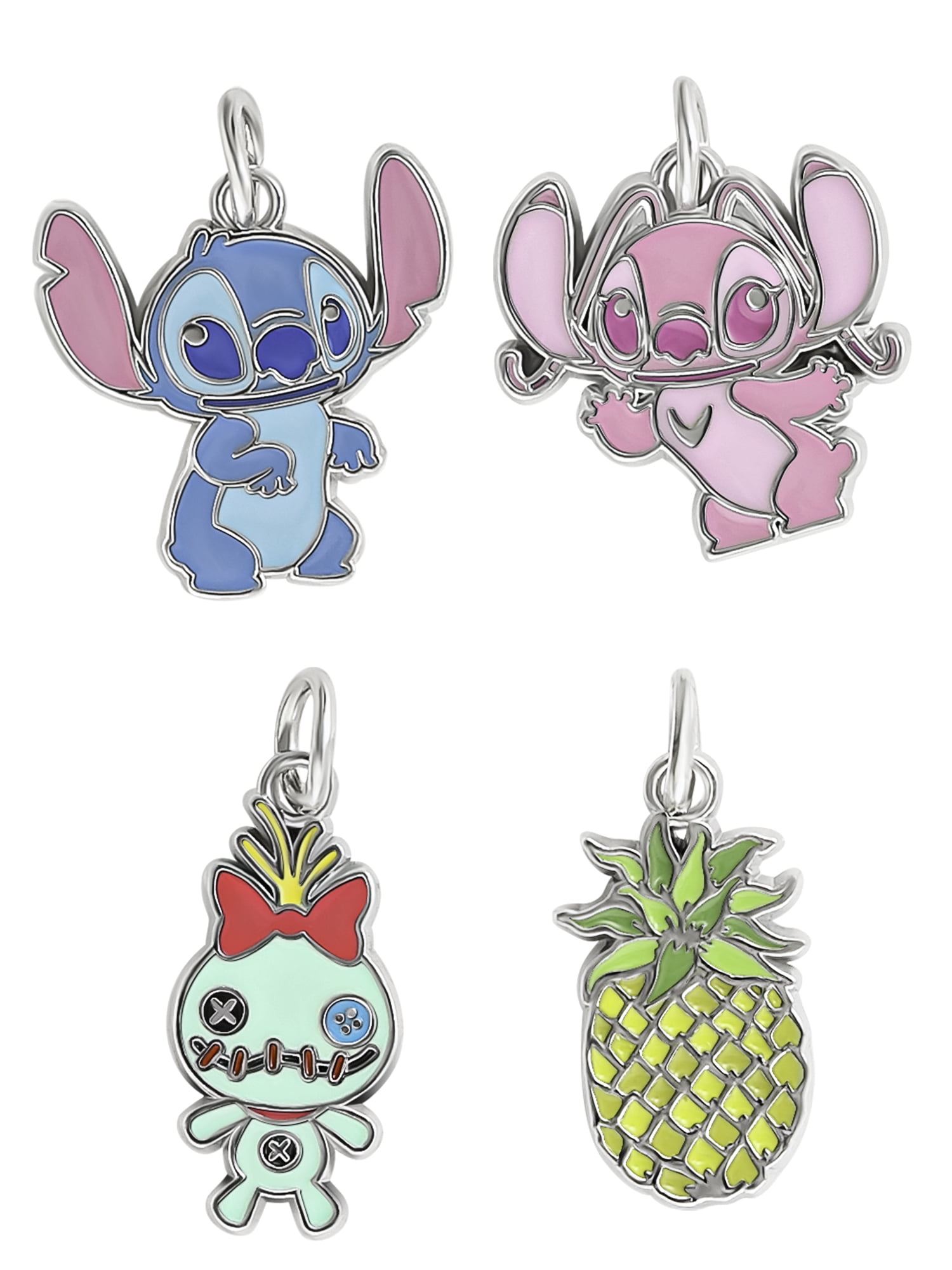 Disney, Stitch 4-Piece Silver-tone light weight, Charm Set for Girls ...