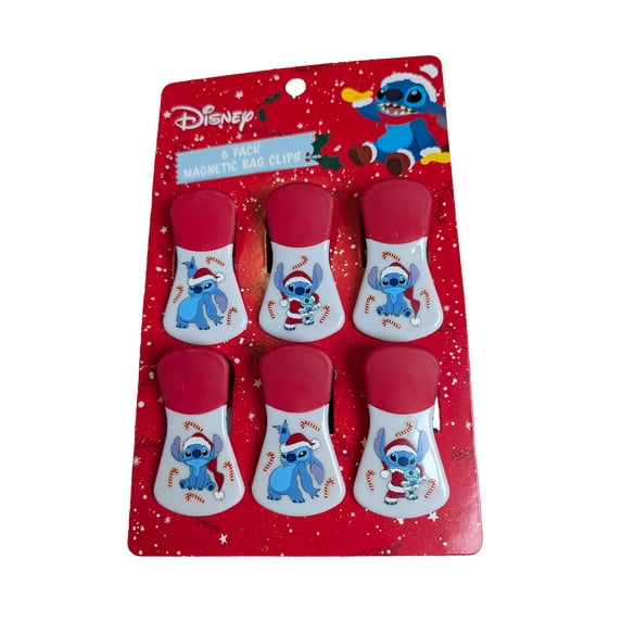 Disney Stitch 6 Pack Magnetic Bag Chip Clips Christmas Candy Canes ...