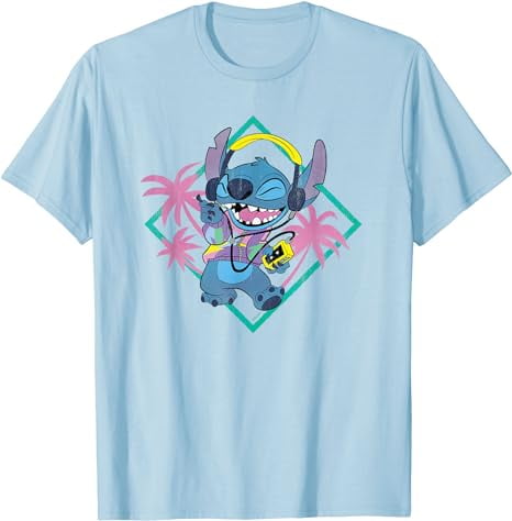 Disney Stitch ‘90s Vibe Retro Distressed Unisex T-shirt Light Blue ...
